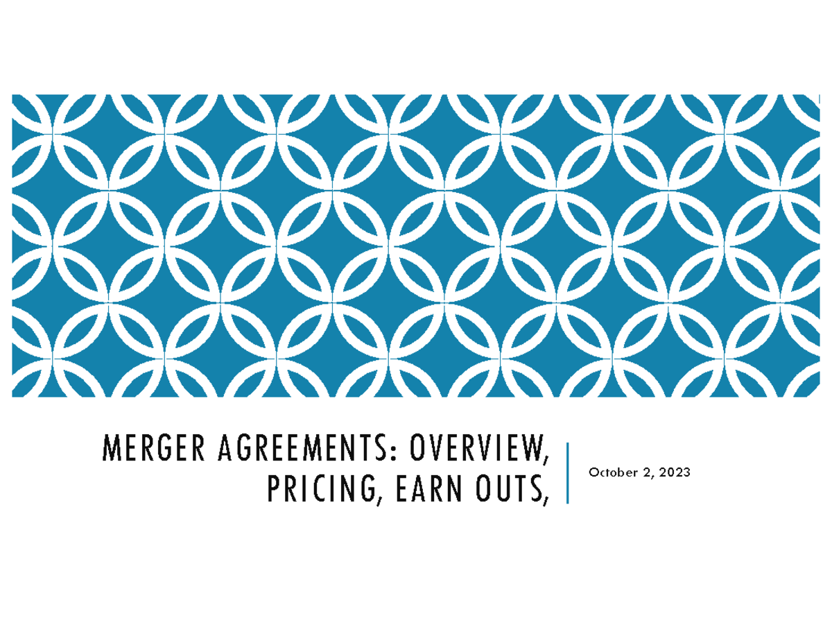 21 - Merger Agreement Pricing and Contract Provisions - MERGER ...