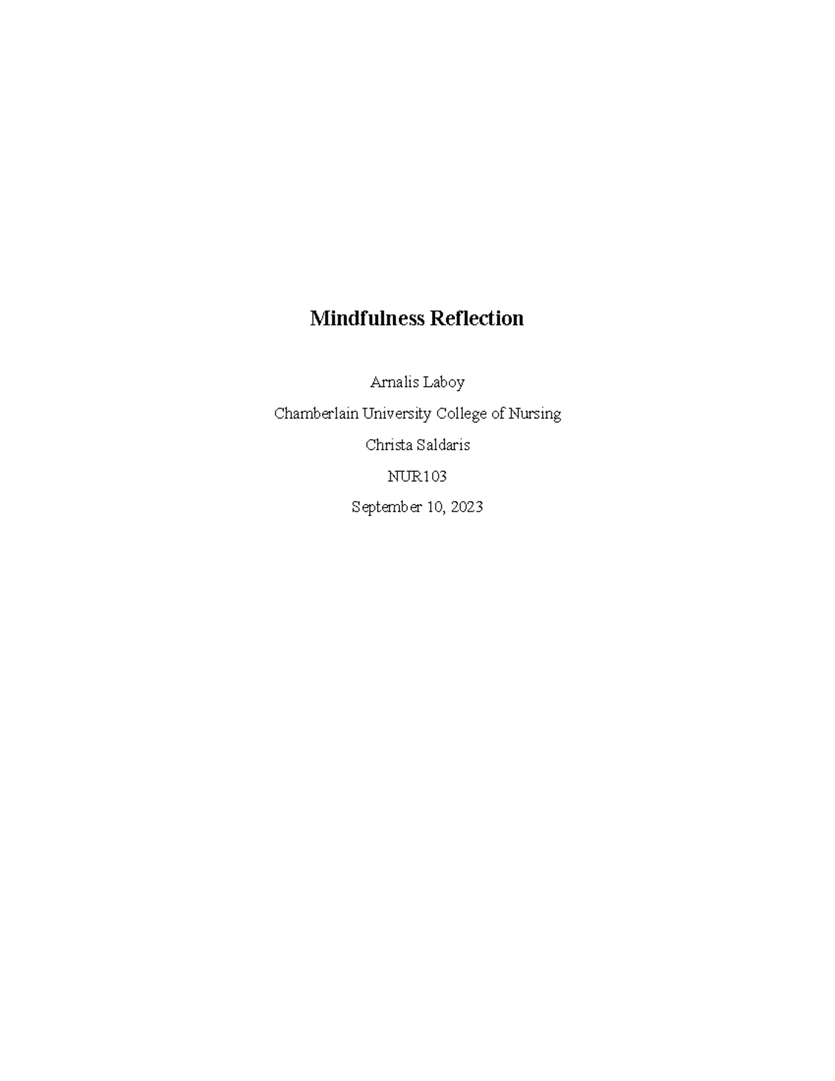 Mindfulness Reflection - Mindfulness Reflection Arnalis Laboy ...