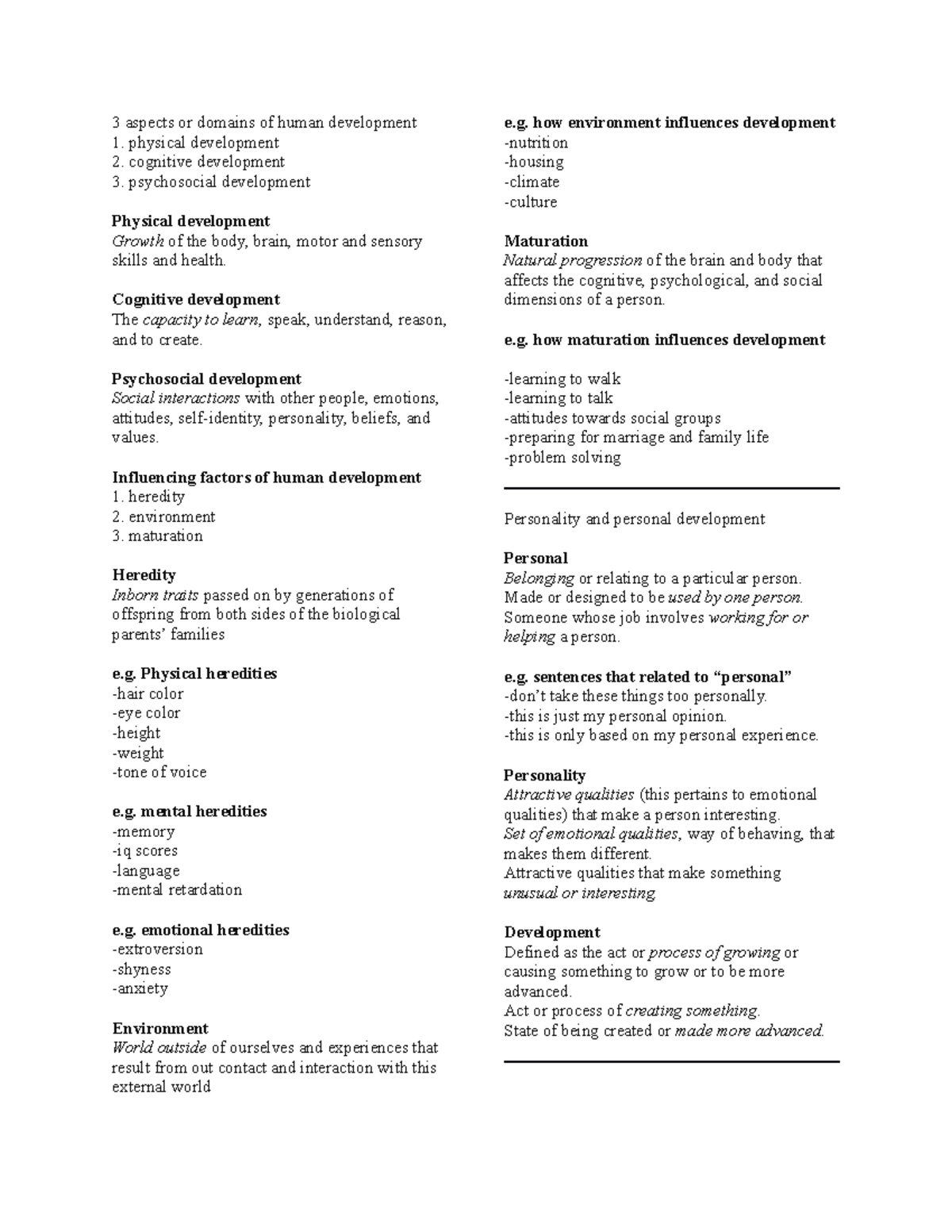 Human development reviewer - 3 aspects or domains of human development ...