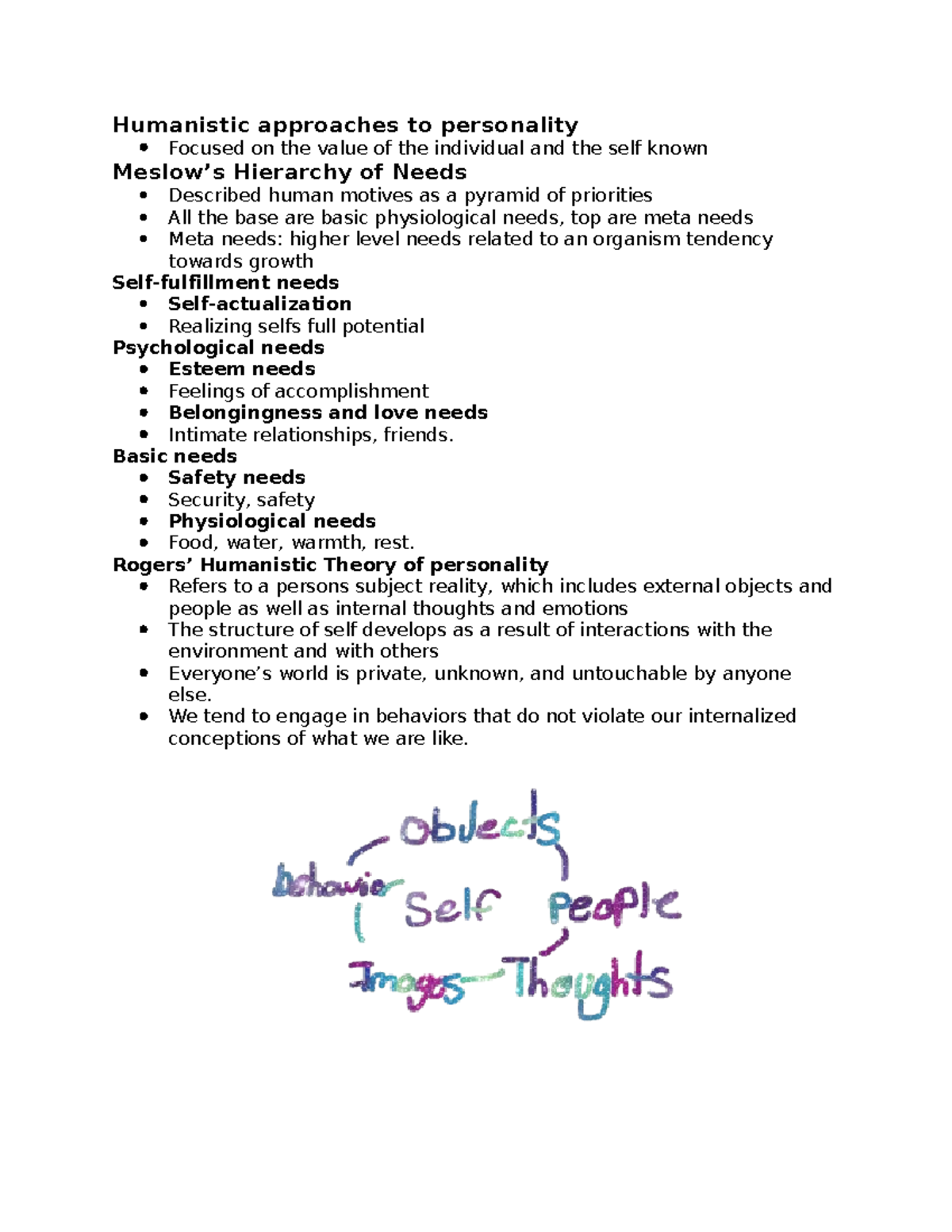 Psychology notes personality - Humanistic approaches to personality ...