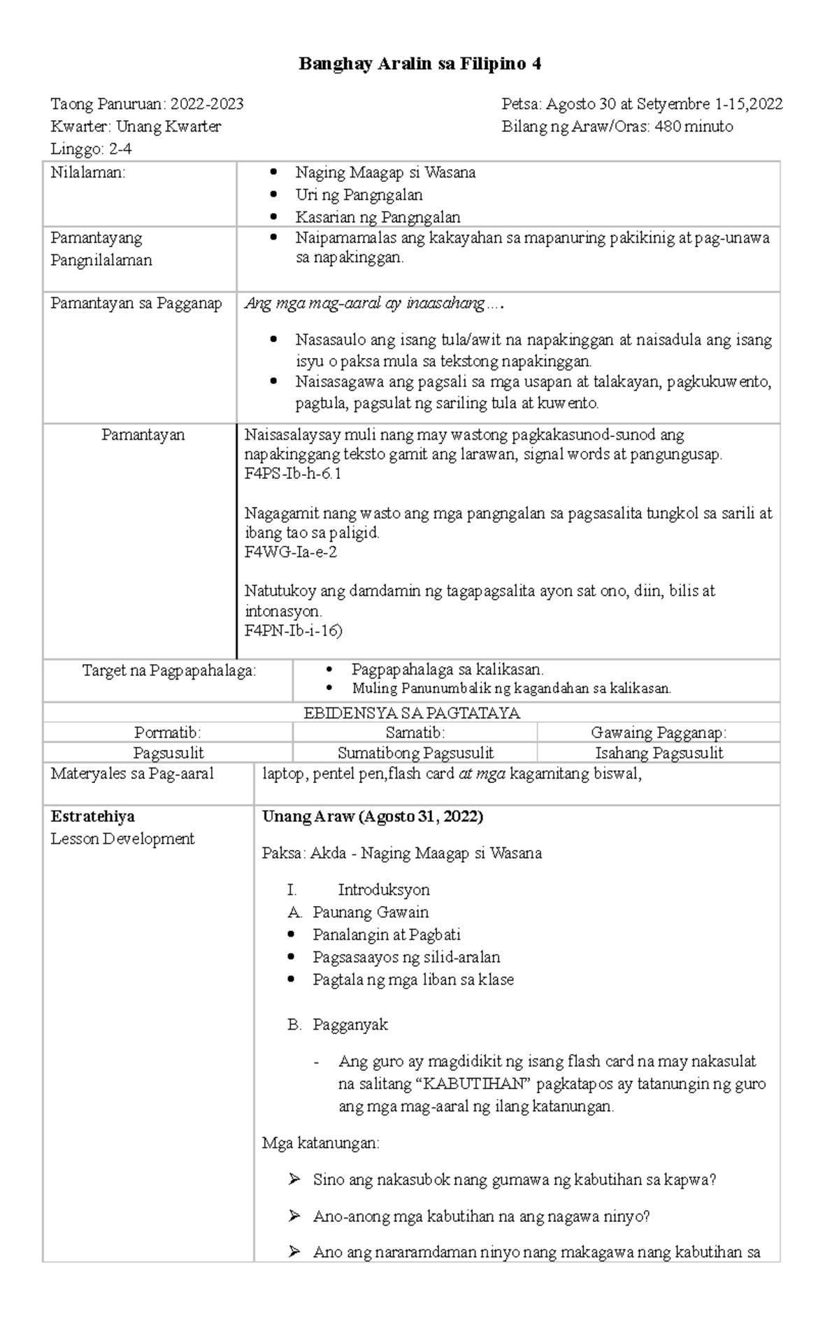LP - Filipino 4 -2 - banghay aralin - Banghay Aralin sa Filipino 4 ...