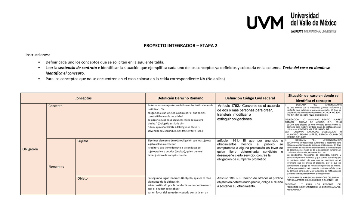 A#4 AIPR - PROYECTO INTEGRADOR 1 DERECHO ROMANO - PROYECTO INTEGRADOR – ETAPA 2 Instrucciones ...