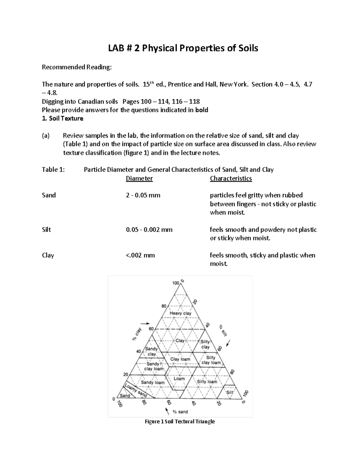 Lab 2 physical properties 2023 - LAB # 2 Physical Properties of Soils ...