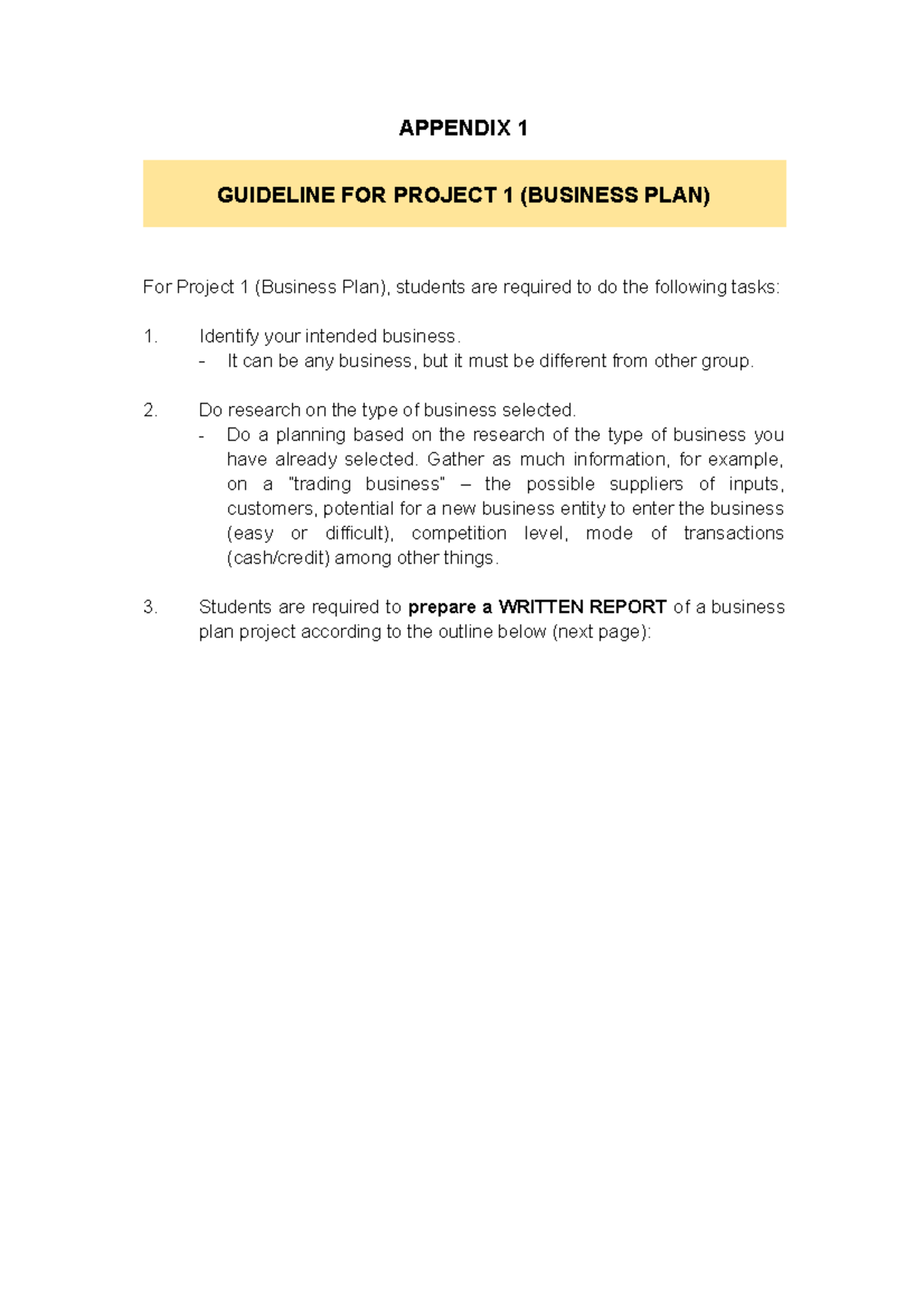 Appendix 1 (10 october 2023) - APPENDIX 1 GUIDELINE FOR PROJECT 1 ...