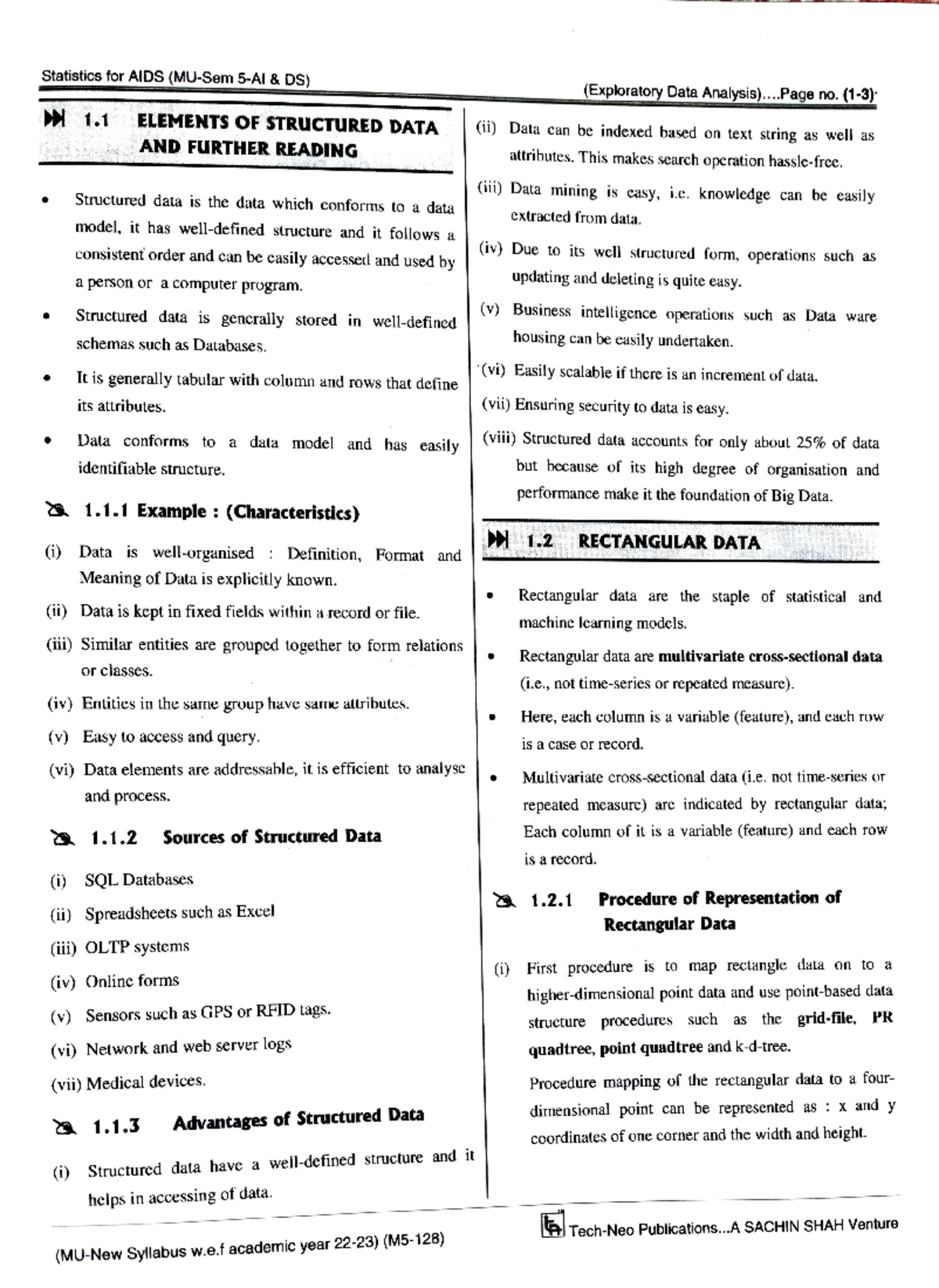 Stats chapter-1 - Statistics note - Statistics for AIDS (MU-Sem 5-Al ...