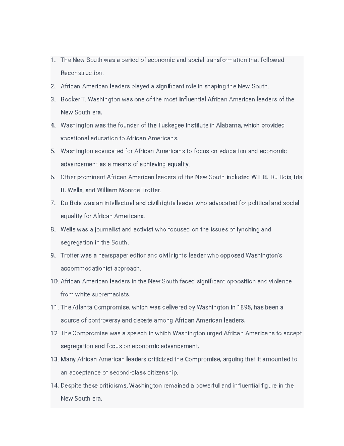 Highlighting the Role of African American Leaders in the New South ...