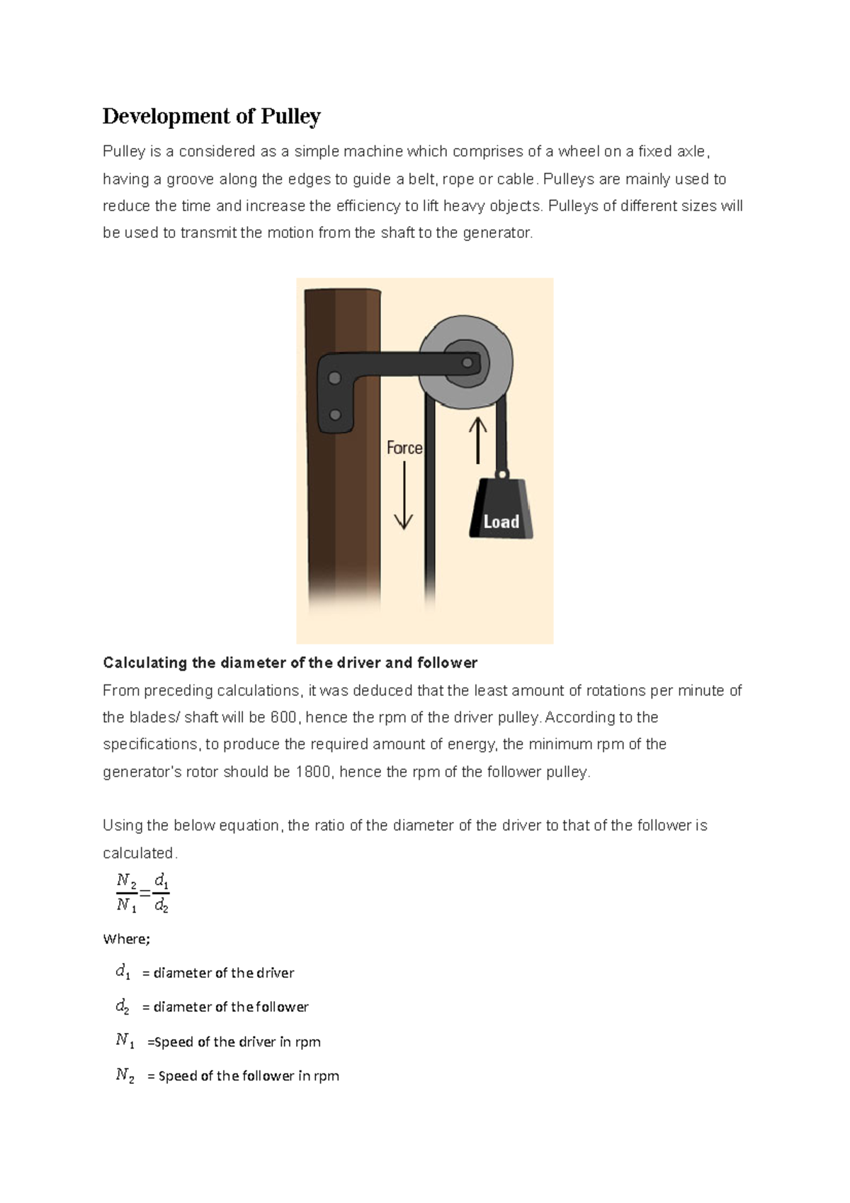 Development of Pulley Machine Design - Development of Pulley Pulley ...