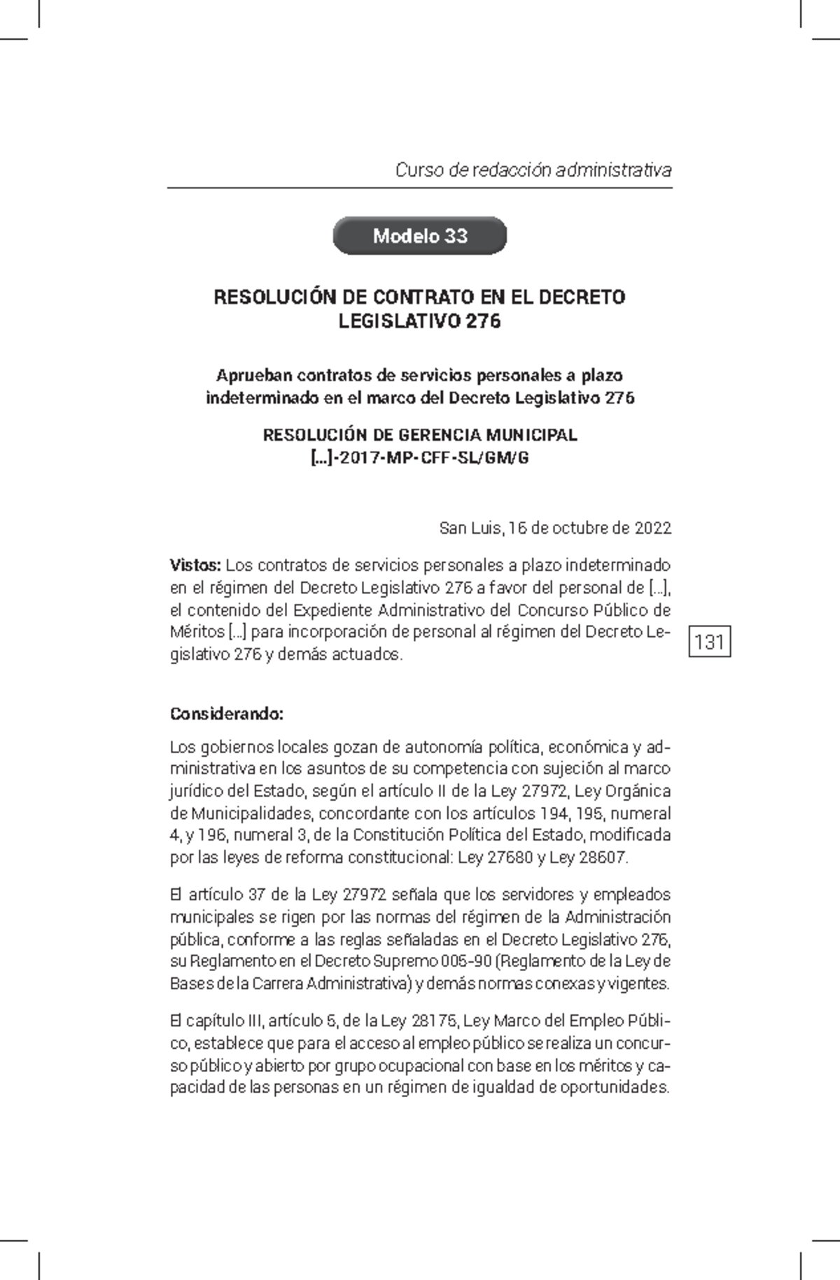 Modelo de resolucion - Curso de redacción administrativa 131 Modelo 33 ...