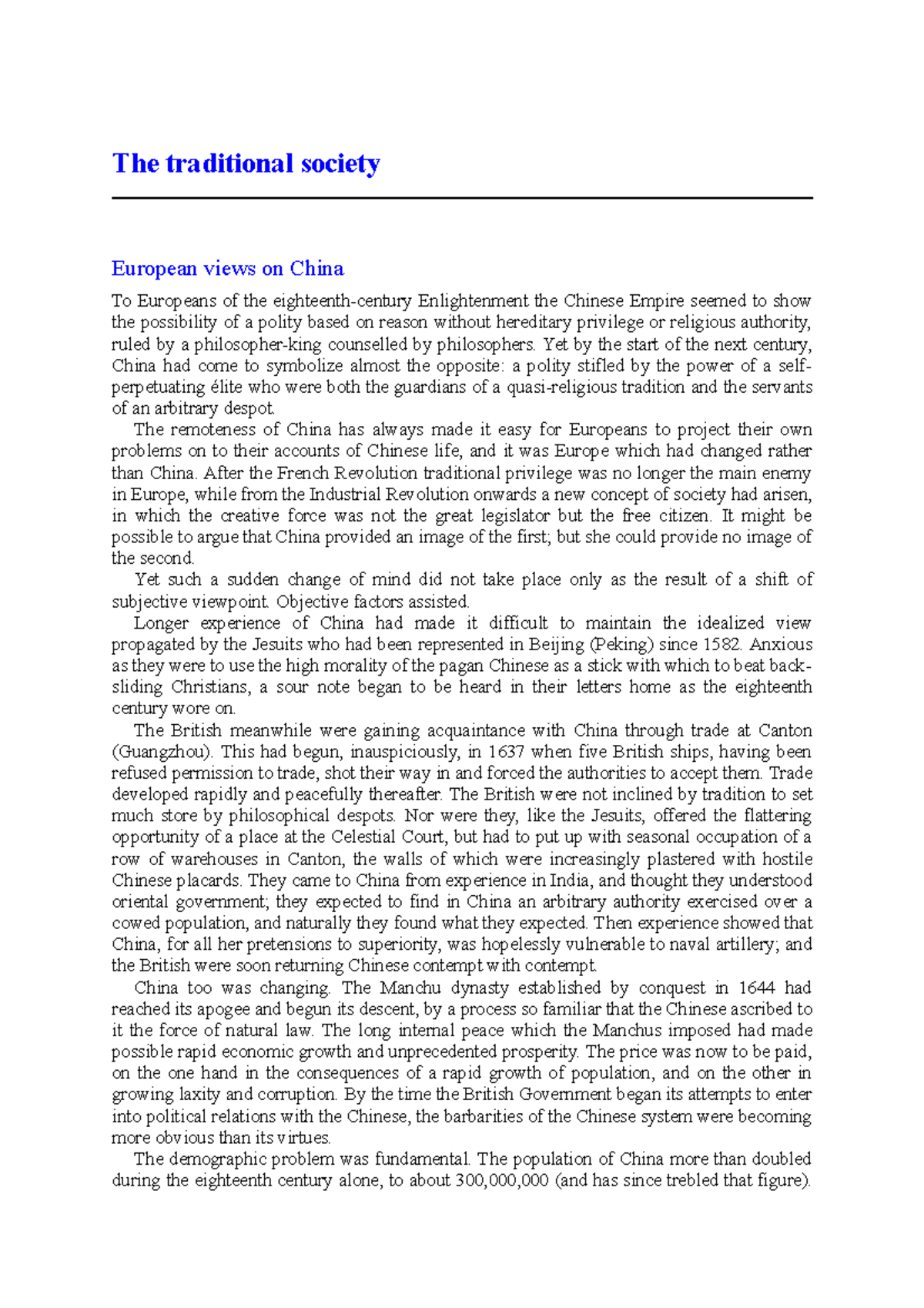 The traditional society - BA (Hons.) History - Delhi University - Studocu