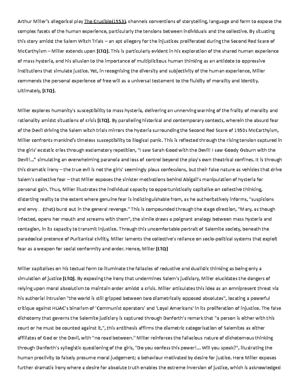 Common Module Adaptable - Crucible - Arthur Miller’s allegorical play ...