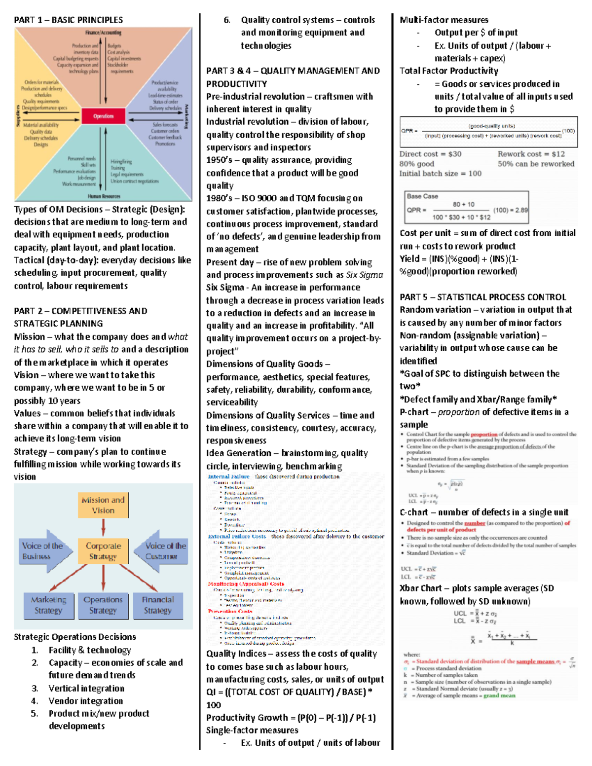 BU375 Midterm Information Sheet - PART 1 – BASIC PRINCIPLES Types of OM ...