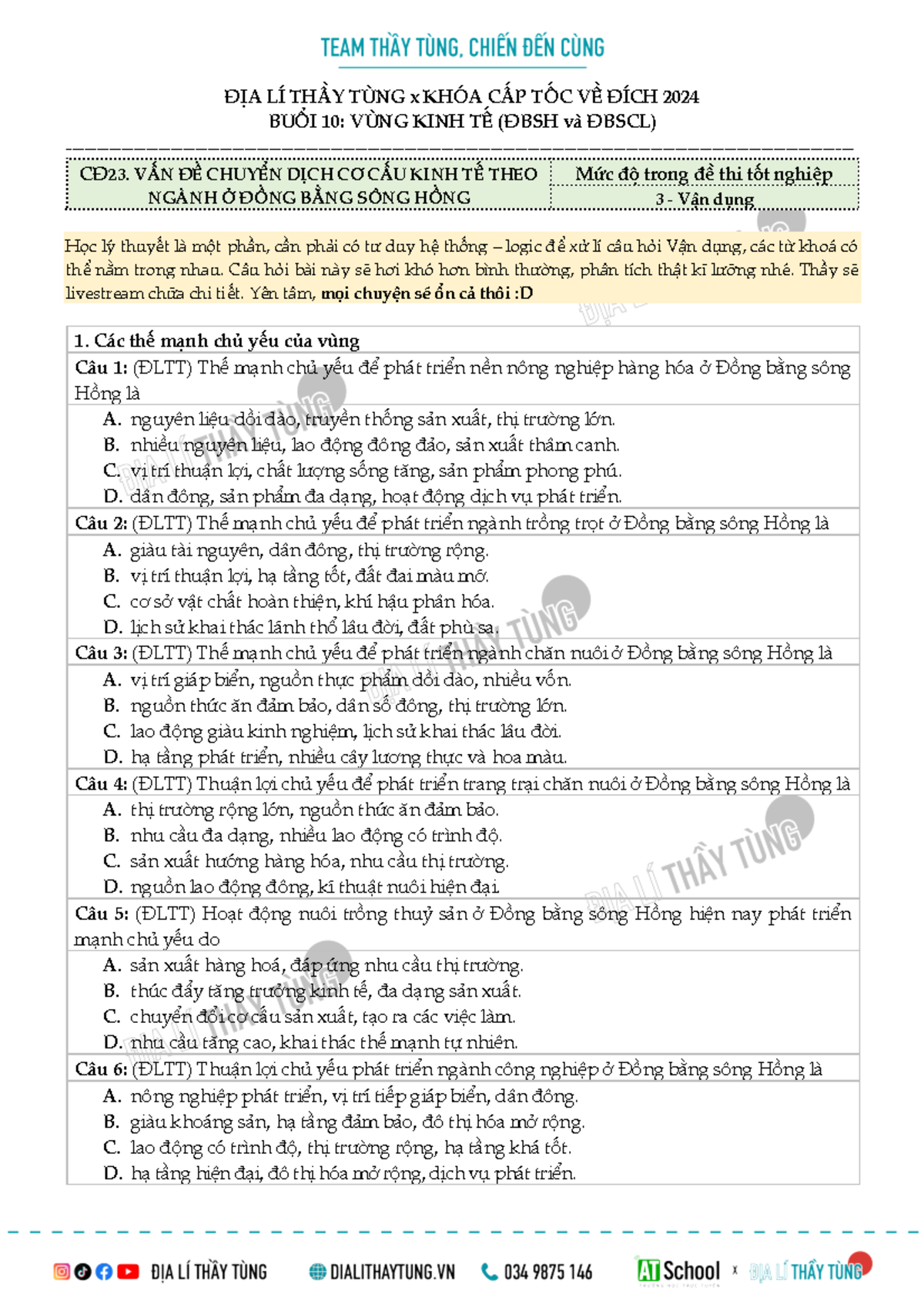 2024 CT B10 DL DBSH Dbscl DE - Đ"A LÍ TH#Y TÙNG x KHÓA C$P T%C V& ĐÍCH 202 4 BU'I 10 : VÙNG ...