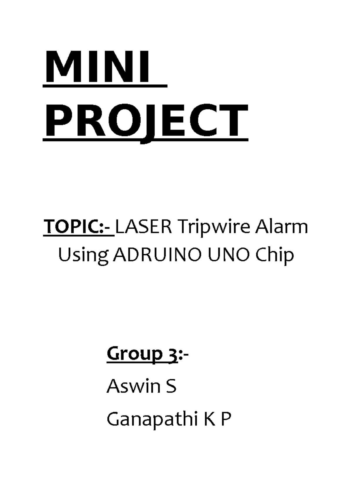 MINI Project - Abstract of Mini Pr6 - MINI PROJECT TOPIC:- LASER ...