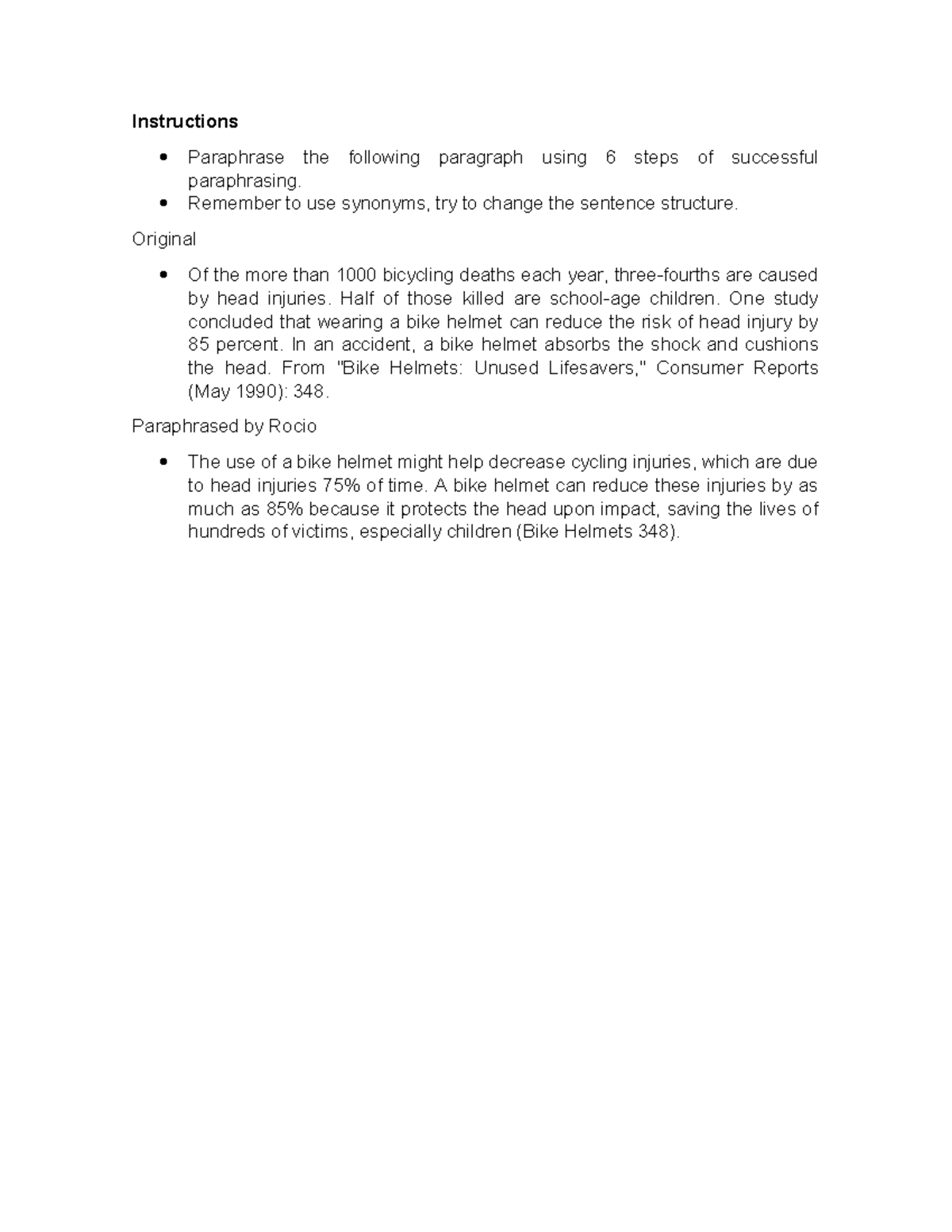 Paraphrase of something - Instructions Paraphrase the following ...