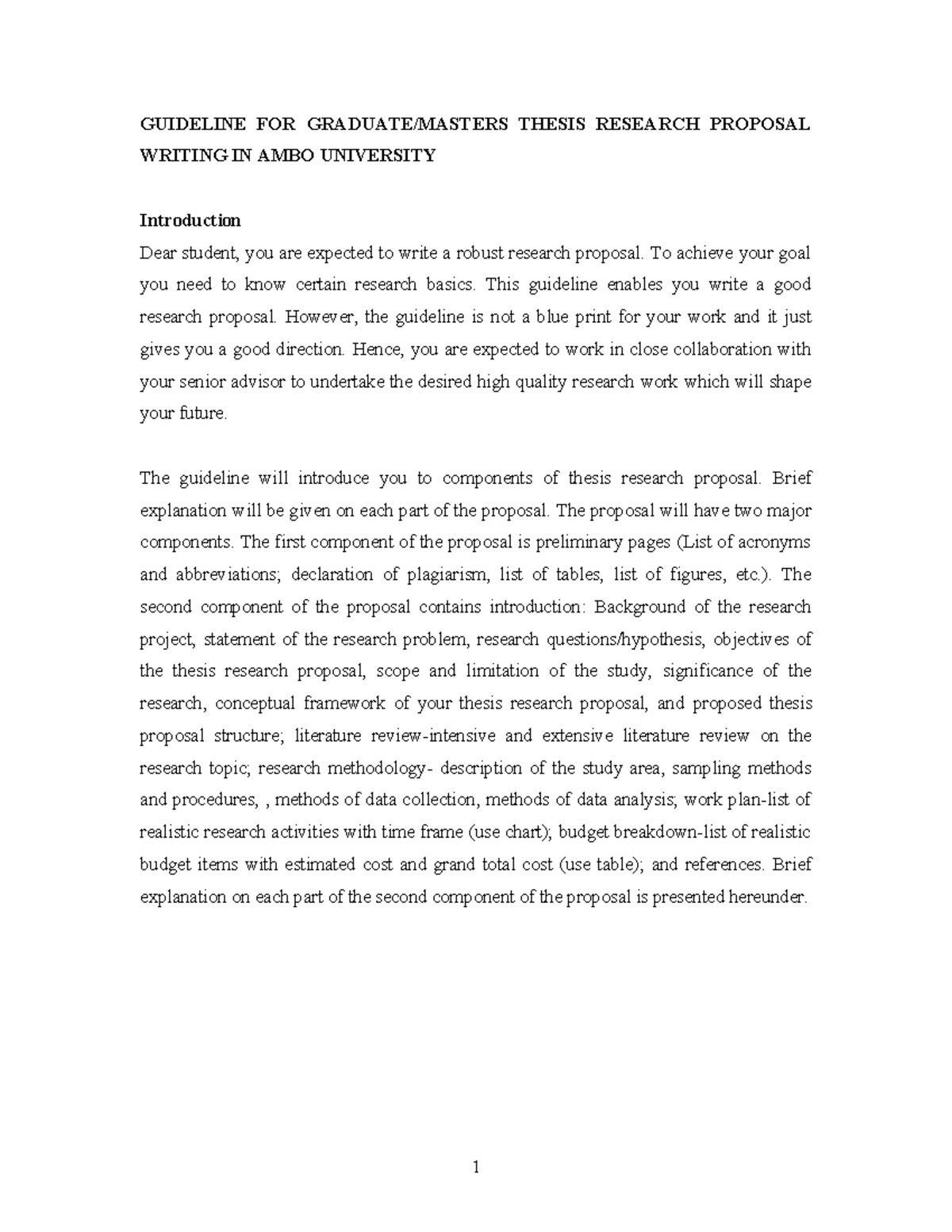 Guideline FOR Graduate Masters Thesis RE - GUIDELINE FOR GRADUATE/MASTERS THESIS RESEARCH ...