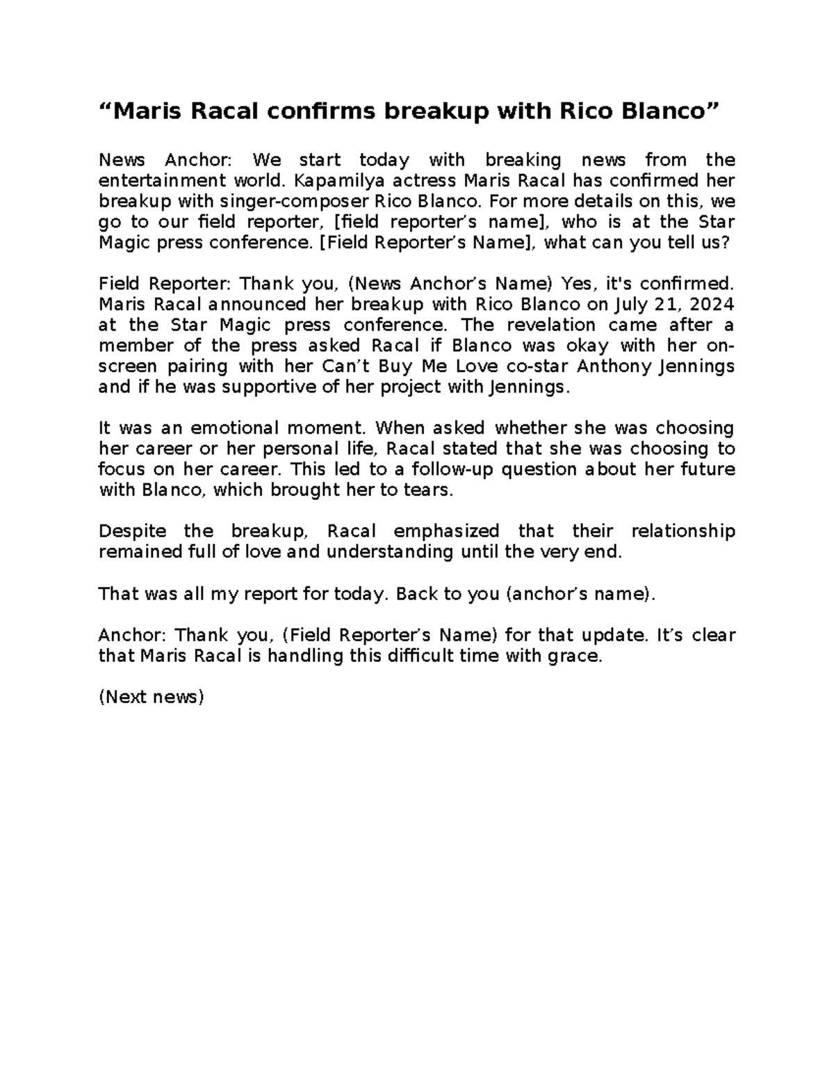 Showbiz- Script-copy - None - “Maris Racal confirms breakup with Rico ...