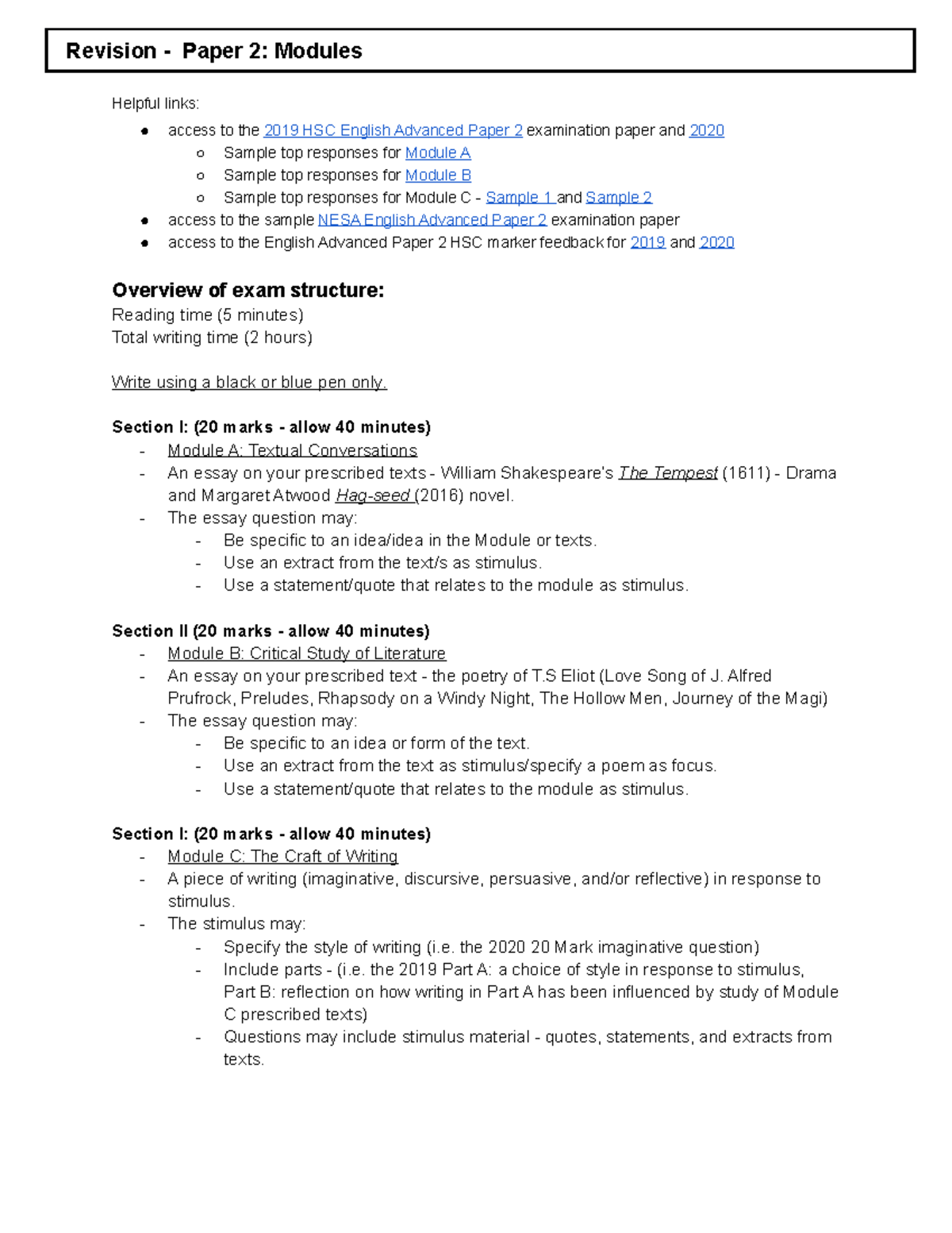 Paper 2 - Modules Revision - Revision - Paper 2: Modules Helpful links ...