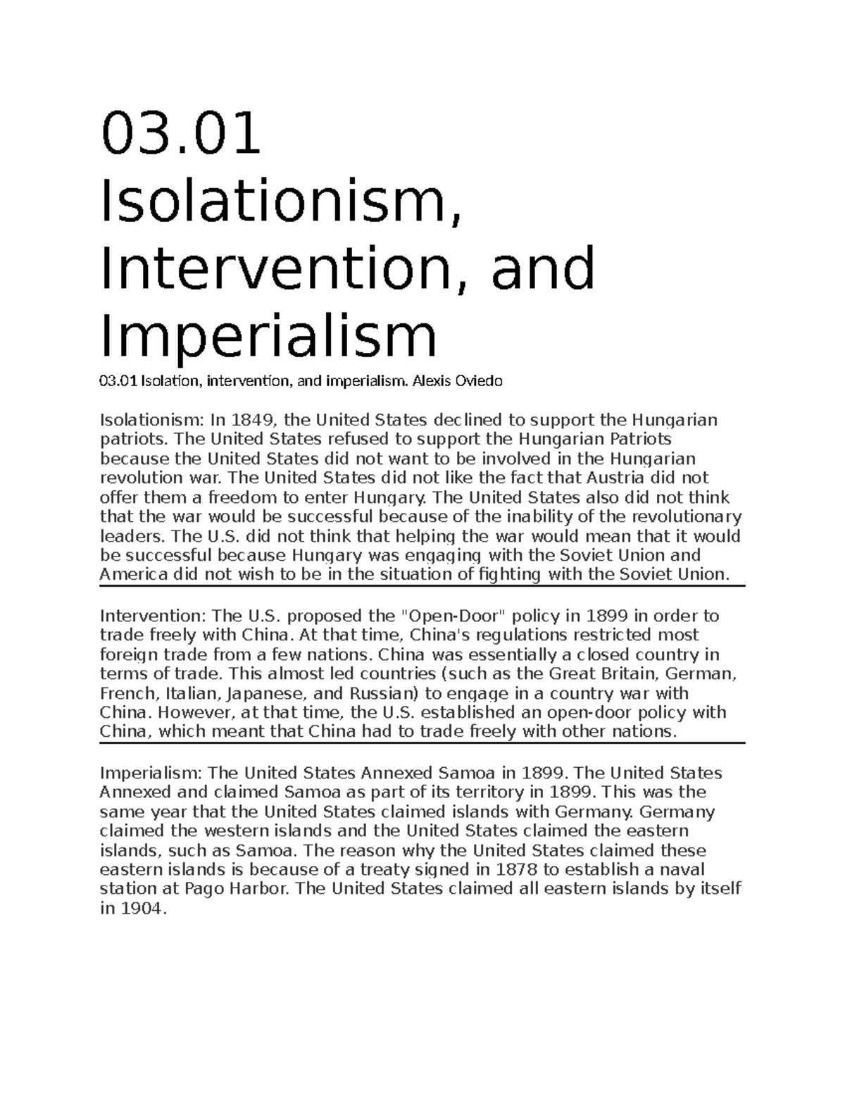 3.01 isolationism^Jintervention^J and imperialism - 03. Isolationism ...