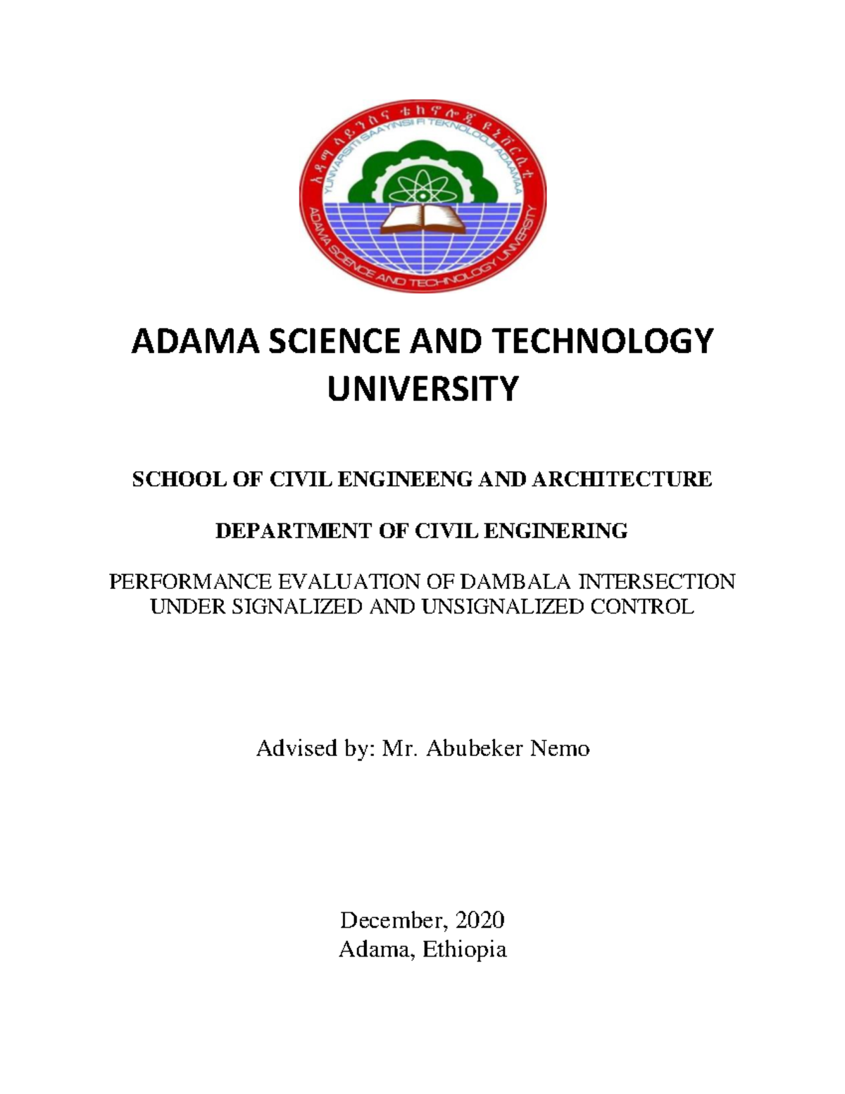 SIG Final November 31 Jossy - ADAMA SCIENCE AND TECHNOLOGY UNIVERSITY ...