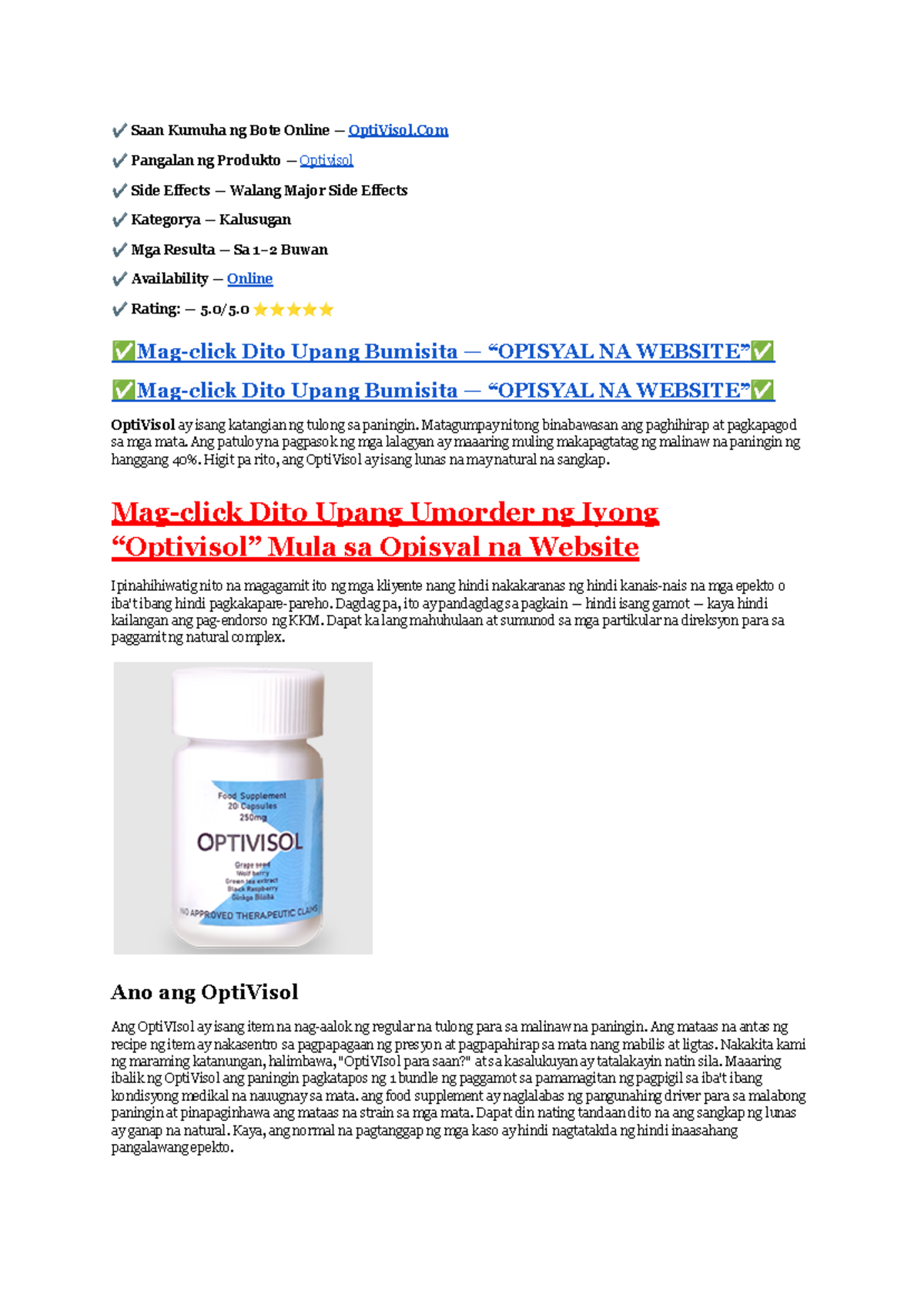 Optivisol opinyon (Ilantad) Presyo - Saan Kumuha ng Bote Online ...