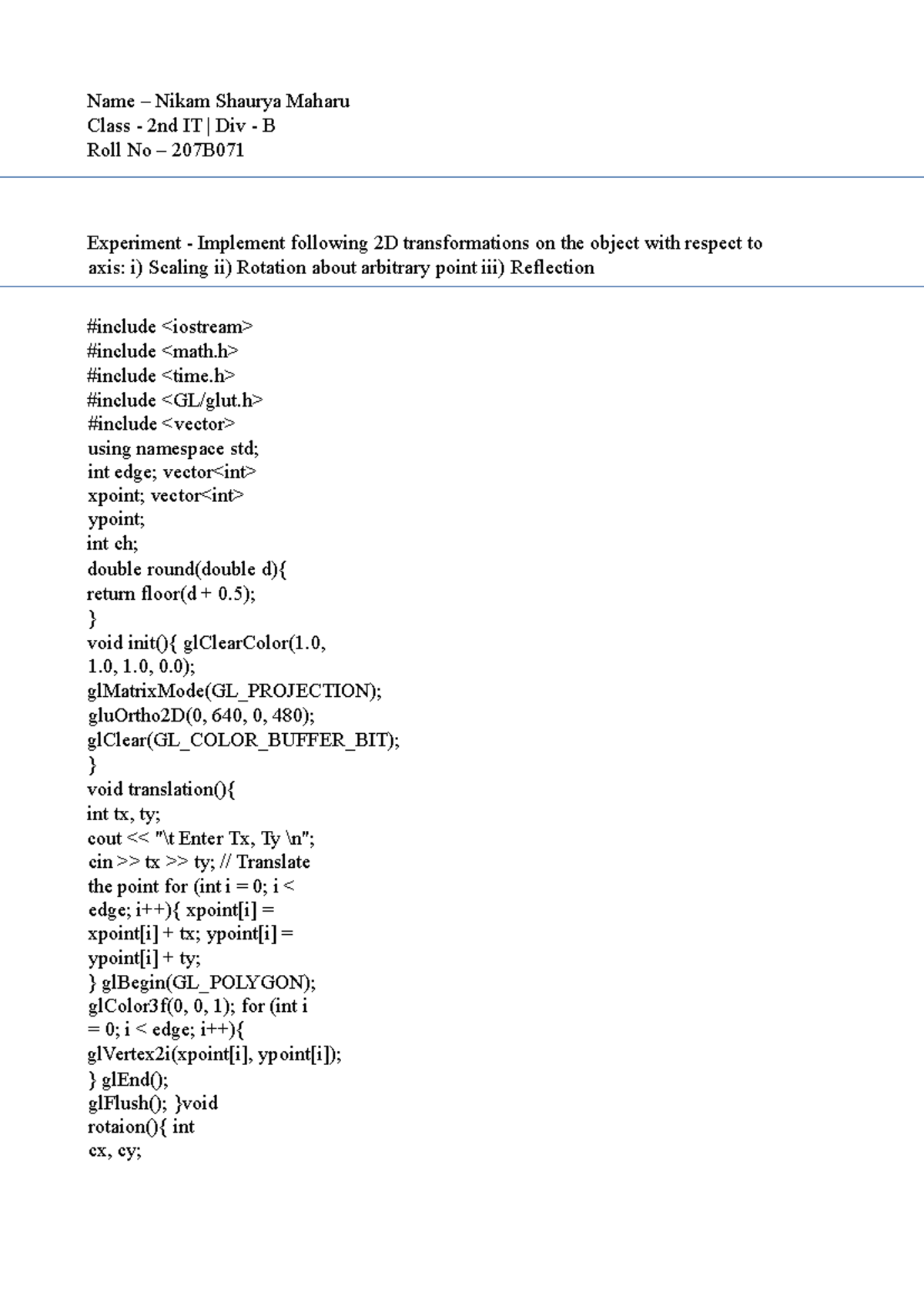 Prac6 - practical - Name – Nikam Shaurya Maharu Class - 2nd IT | Div - B Roll No – 207B ...