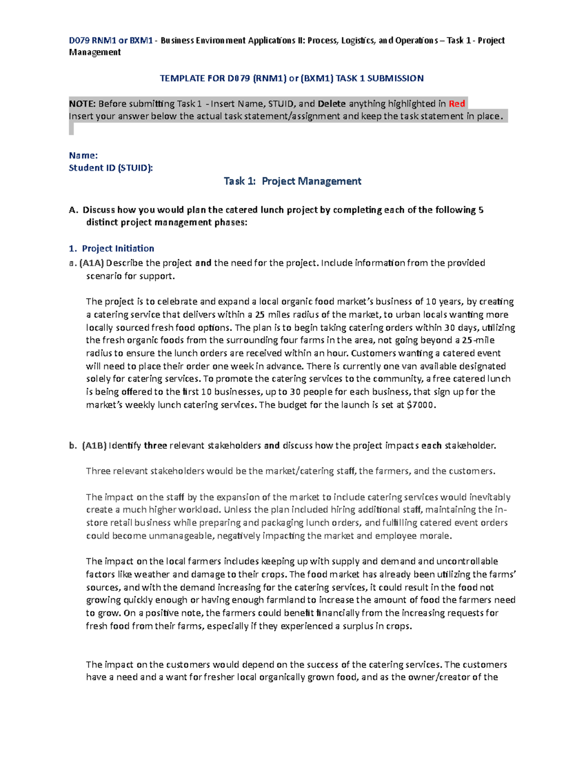 D079 - Working Template - Task 1 - D079 RNM1 or BXM1 - Business ...