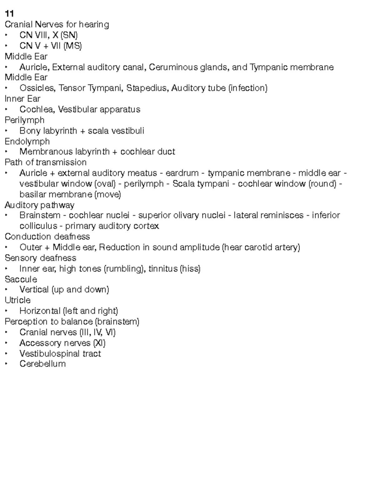 Anat lec 11 - 11 Cranial Nerves for hearing CN VIII, X (SN) CN V + VII ...