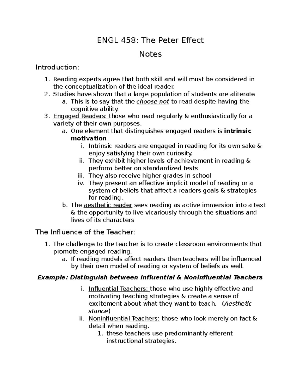 Peter Effect Notes - ENGL 458: The Peter Effect Notes Introduction ...