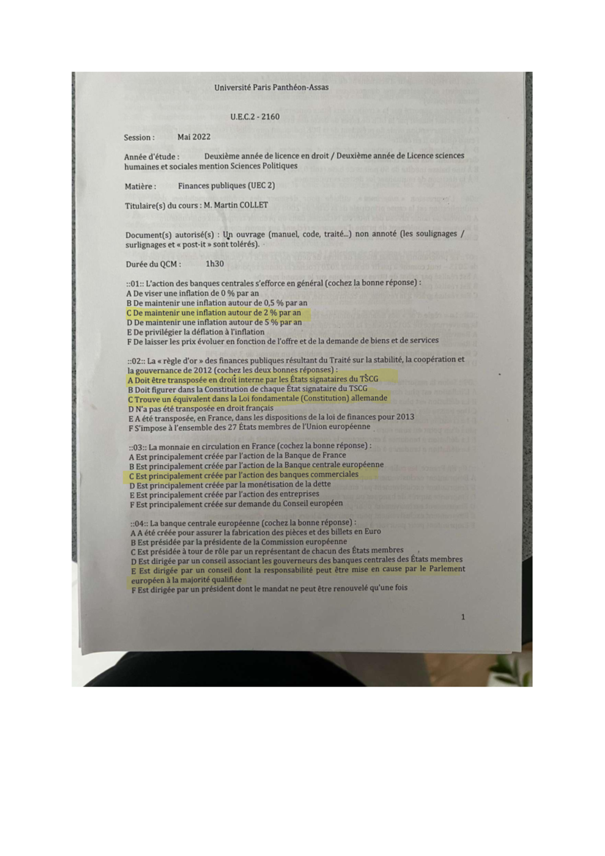 QCM - QCM - Finances publiques - Studocu