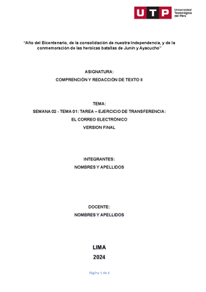 Comprensión y Redacción de Textos II - UTP - Studocu