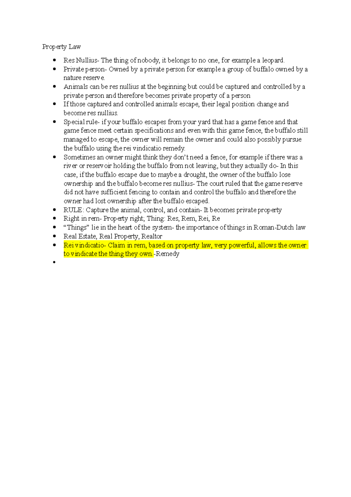 Property Law - Property Law Res Nullius- The thing of nobody, it ...