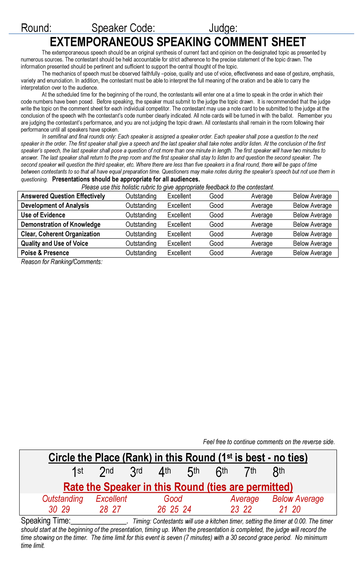AA-Extemp - Zdjn jj kiugfkmi - Round: Speaker Code: Judge ...