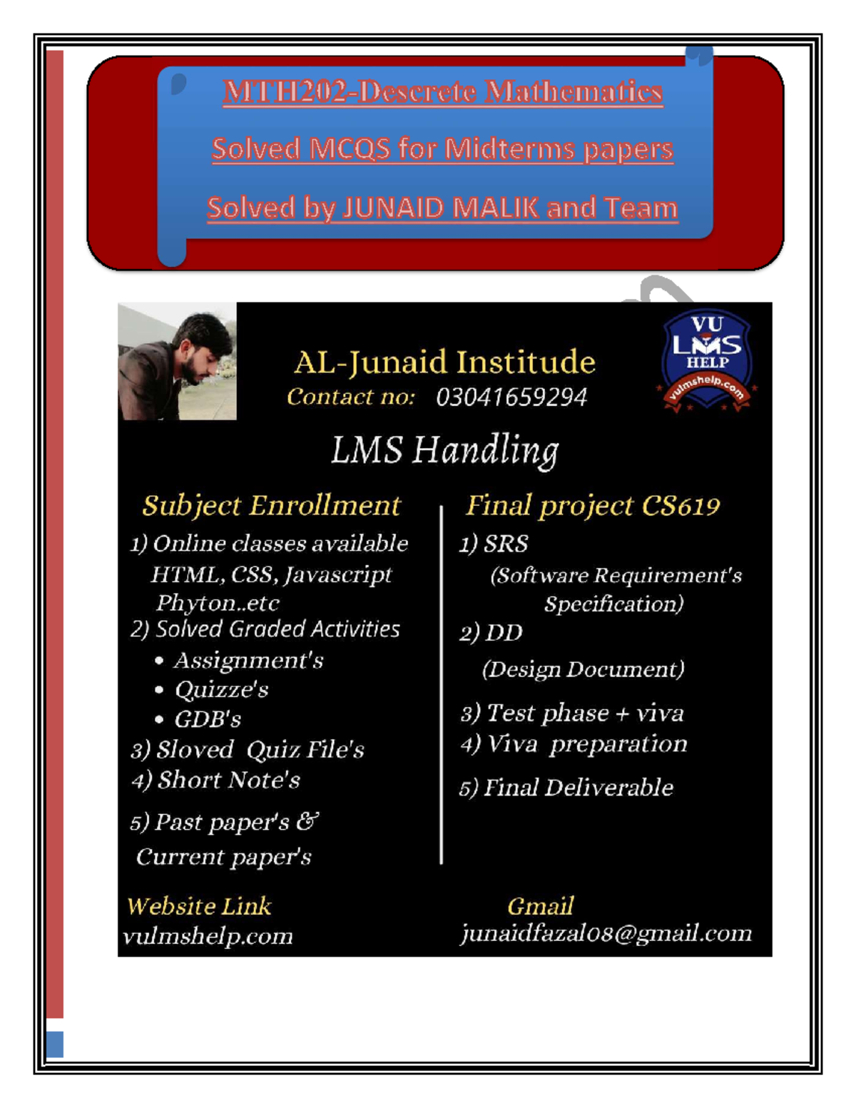 MTH202 Mid Term By Juanid - Range of function /[f(x)=(e^x)/] is ___________ o Set of positive ...