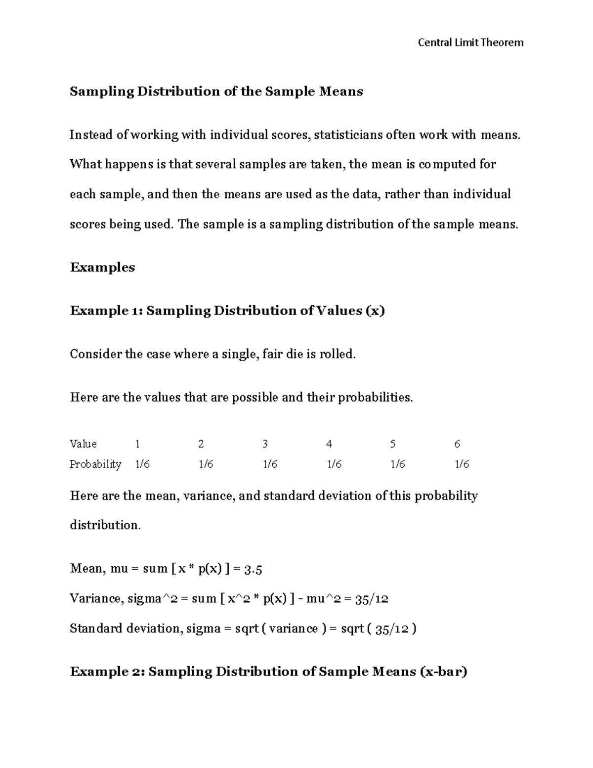 2021- Statistical Sciences - Central Limit Theorem - Sampling ...