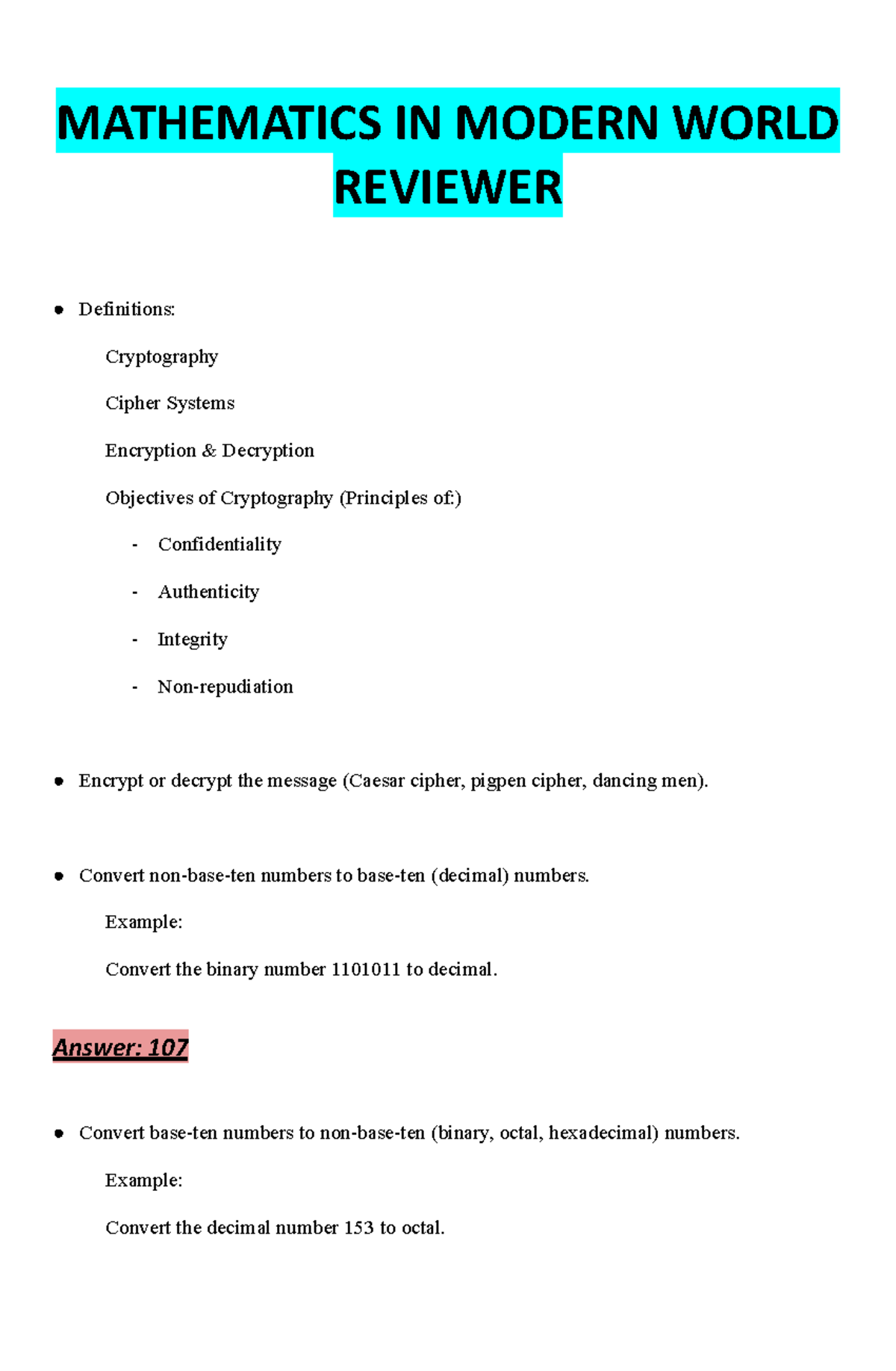 Math in the Modern World Reviewer Prelims - MATHEMATICS IN MODERN WORLD ...