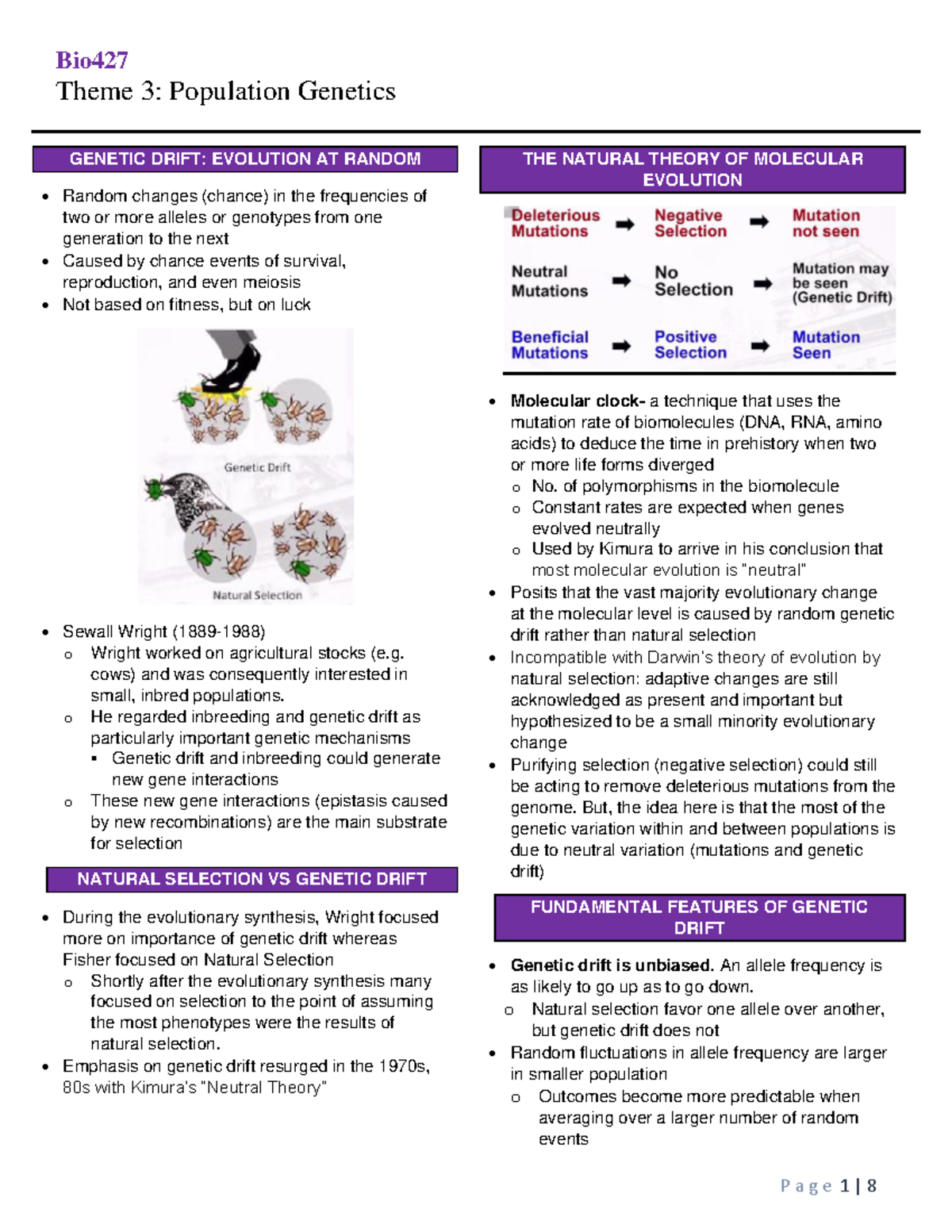 Bio427- Theme 3 (Population Genetics) Notes - Bio Theme 3: Population ...