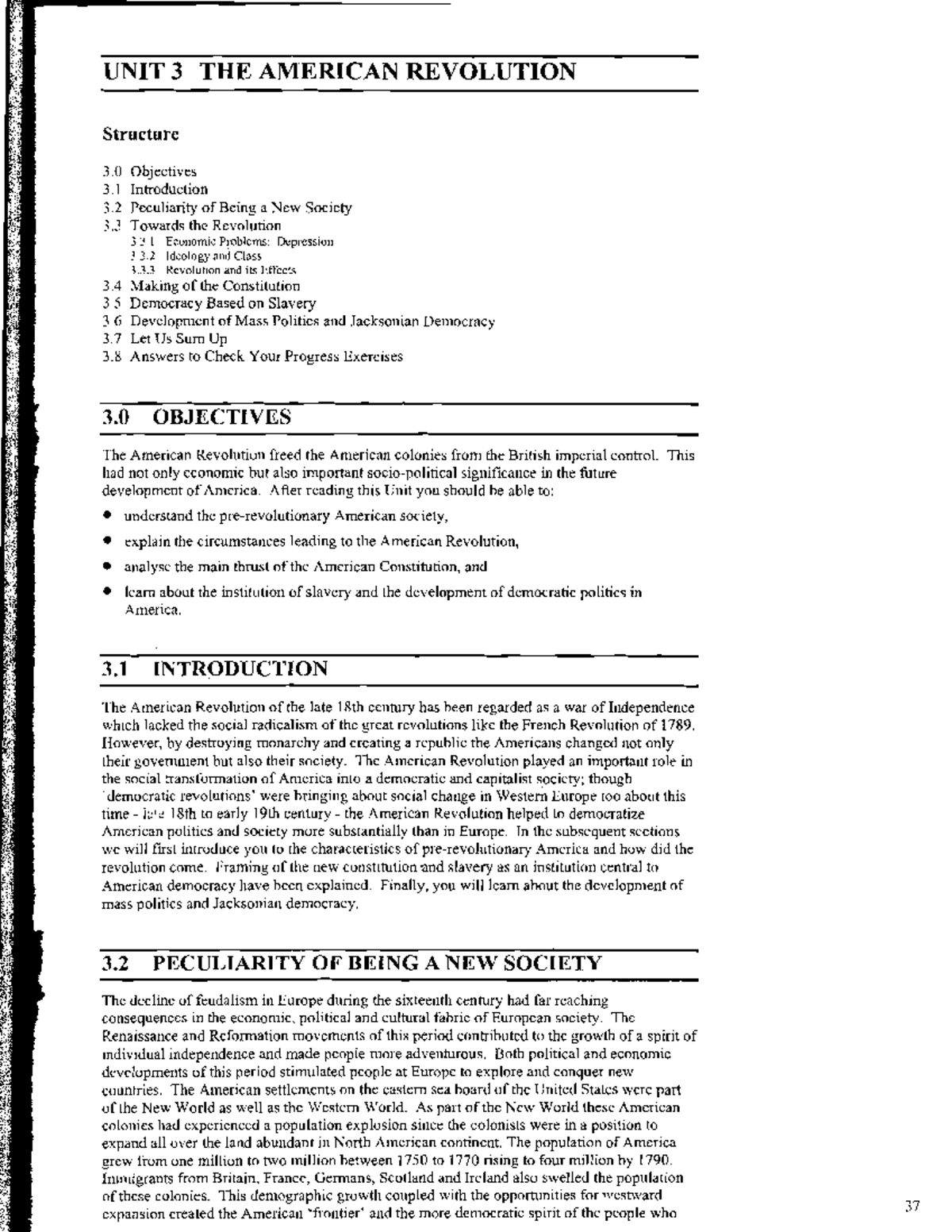 American revolution - UNIT 3 THE AMERICAN REVOLUTION ####### Structure ...
