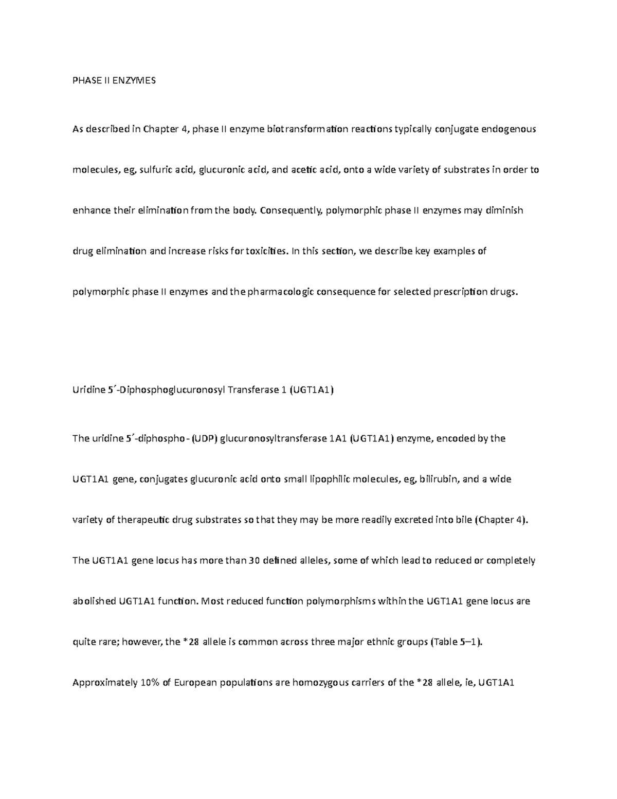 Dihydropyrimidine Dehydrogenase (DPD) - PHASE II ENZYMES As described ...