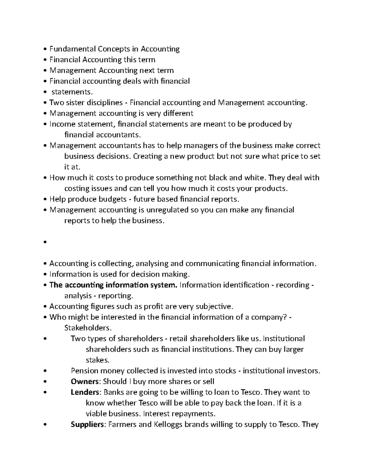Accounting Lecture 1 - • Fundamental Concepts in Accounting • Financial ...