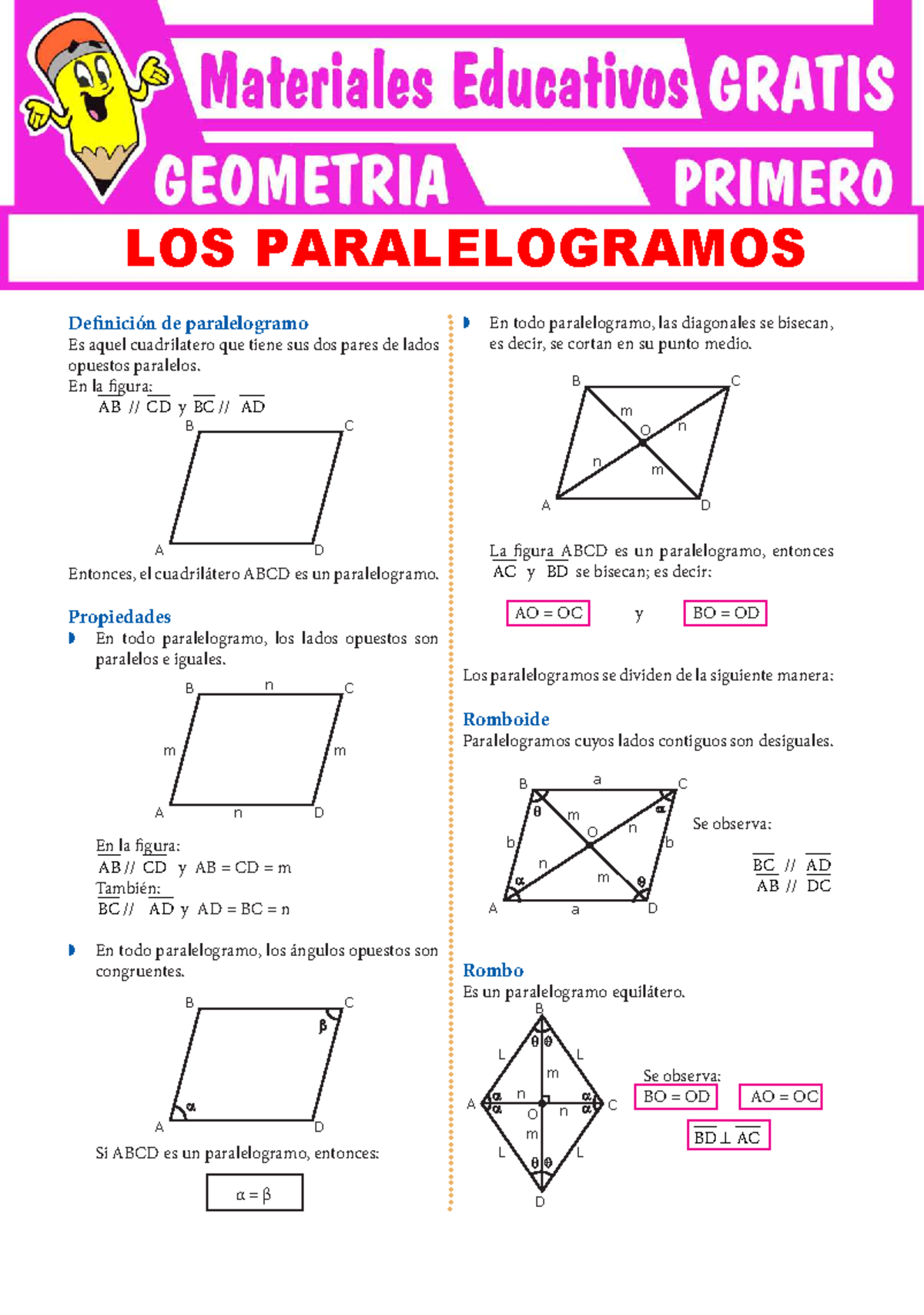 Los Paralelogramos Para Primer Grado de Secundaria - Z En todo ...