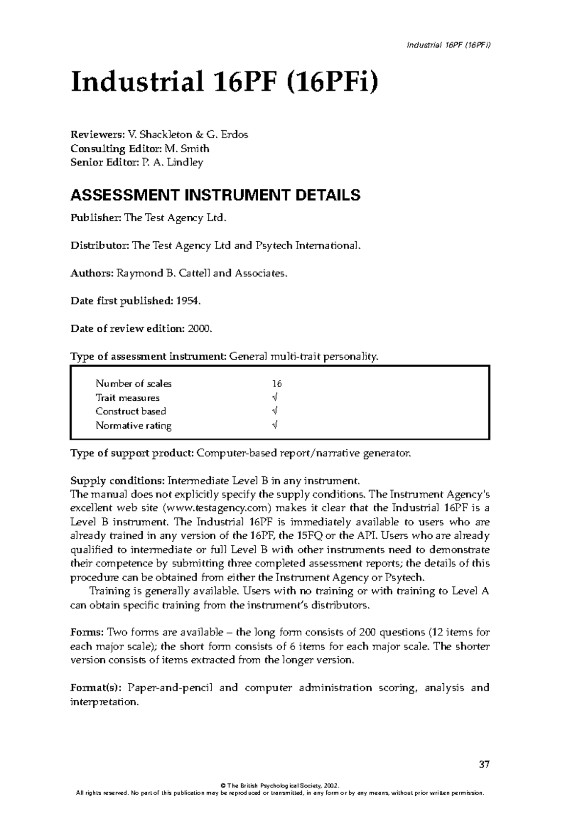 15FQ+BPSReview - Not mine - 37 ####### © The British Psychological ...