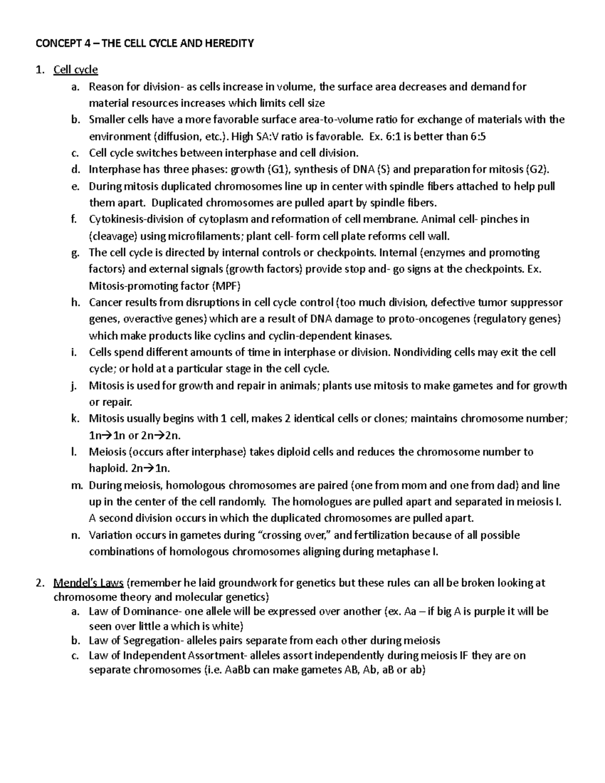 cell cycle and heredity - CONCEPT 4 – THE CELL CYCLE AND HEREDITY Cell ...