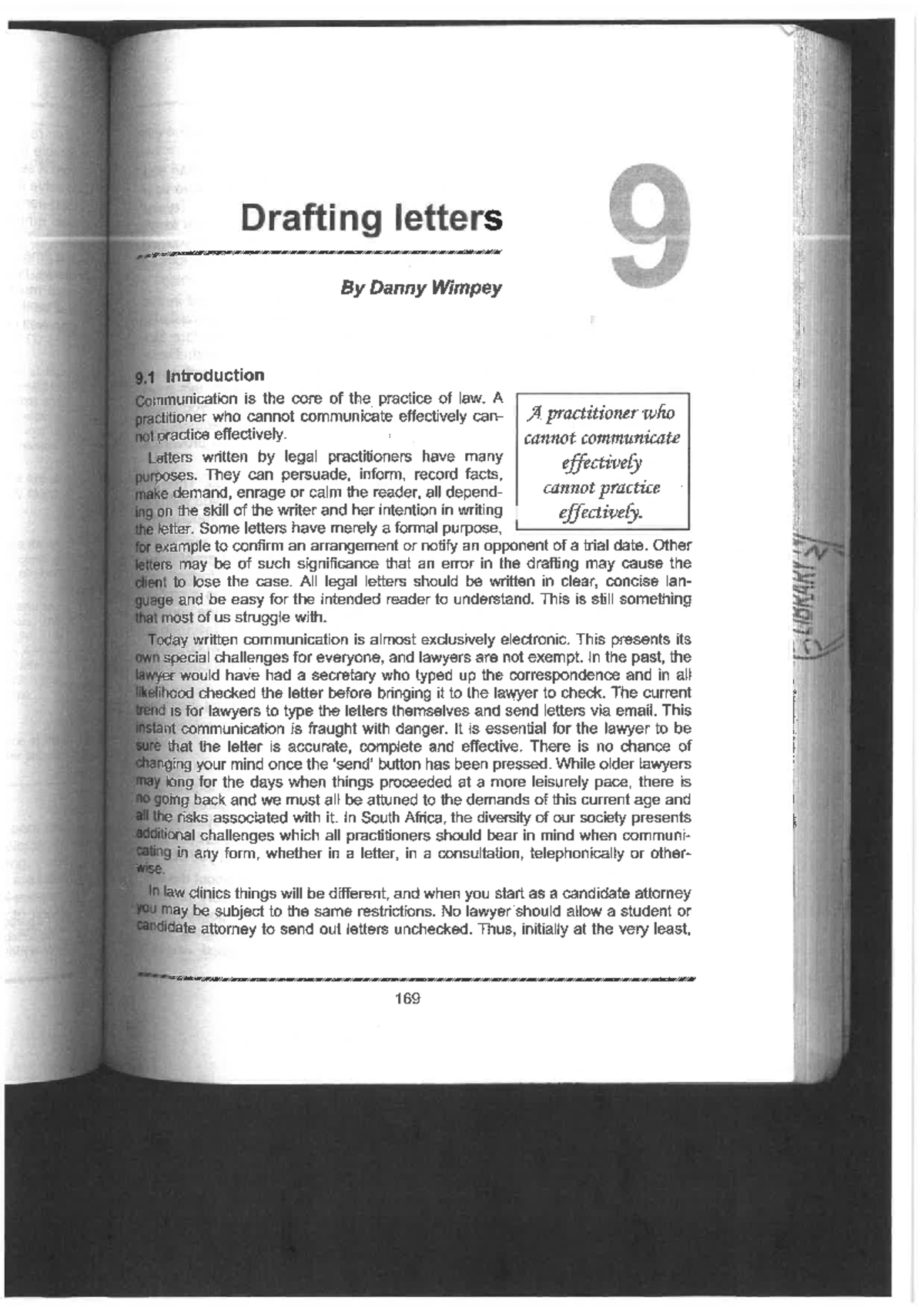 Chapter by Danny Wimpey Drafting Letters - Laws3PT1 - Studocu