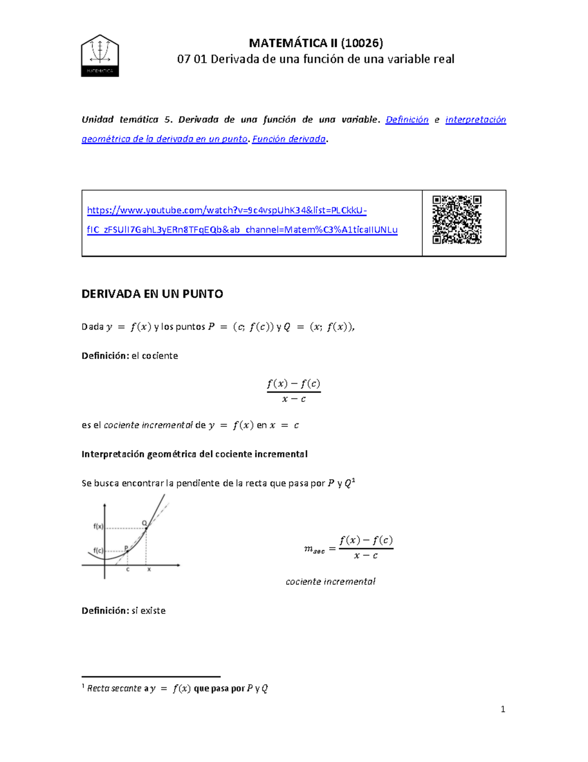 Unidad 5qr-merged - 07 01 Derivada de una función de una variable real ...