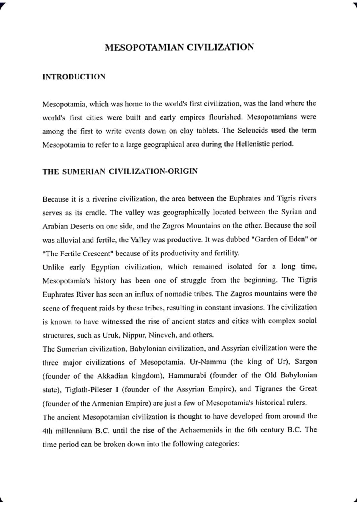 Mesopotamian civilization 2 - Ba Honours History - Studocu