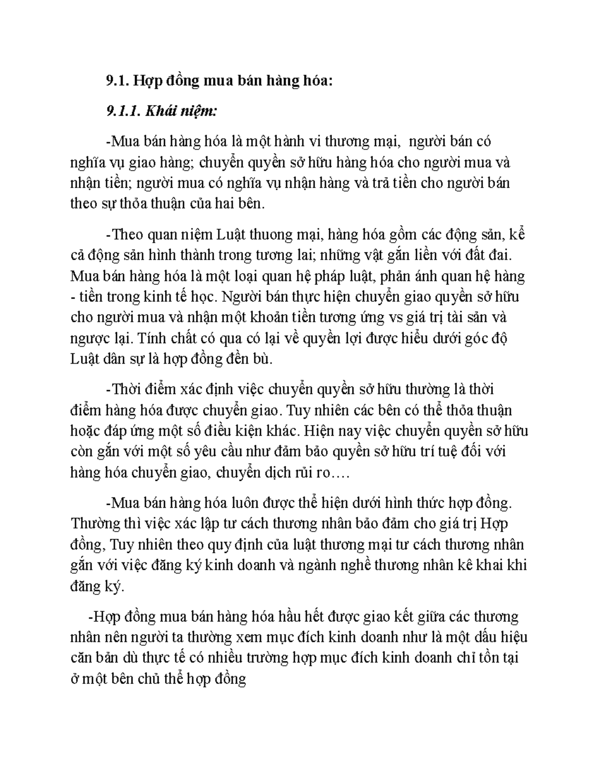 Lí Thuyết C9 LKT - lý thuyết LKD - 9. Hợp đồng mua bán hàng hóa: 9 ...