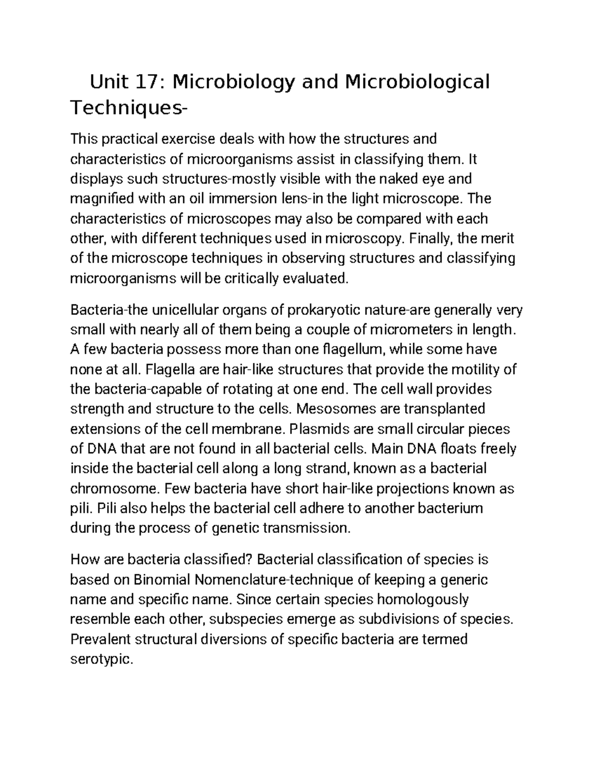 Document - this is o=unit 17 microbiology - Unit 17: Microbiology and ...