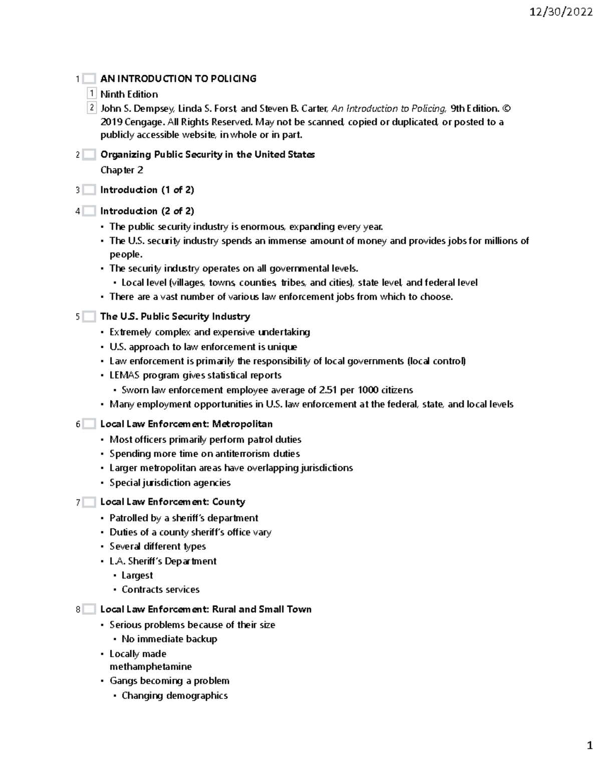 Crj 130 Chapter 2 Lecture Notes An Introduction To Policing Ninth Edition John S Dempsey 