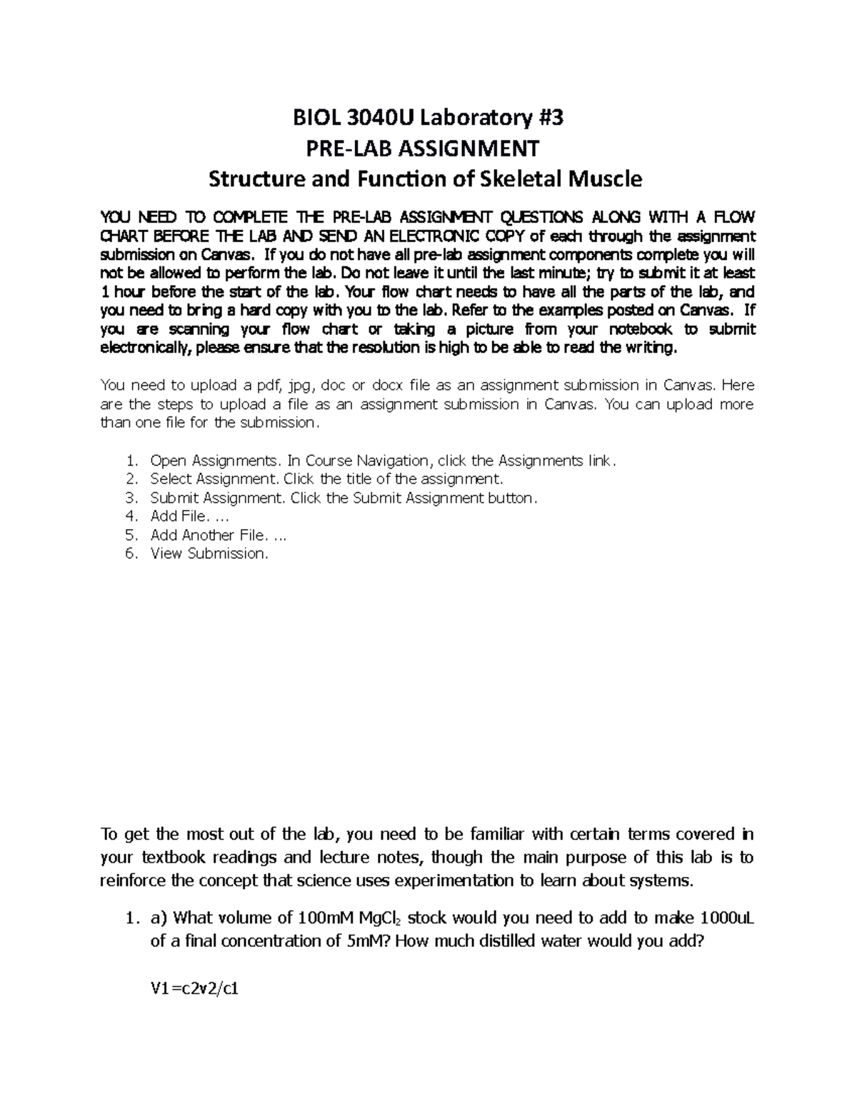 Lab 3 Prelab Assignment Biol 3040u Laboratory Pre Lab Assignment Structure And Function Of