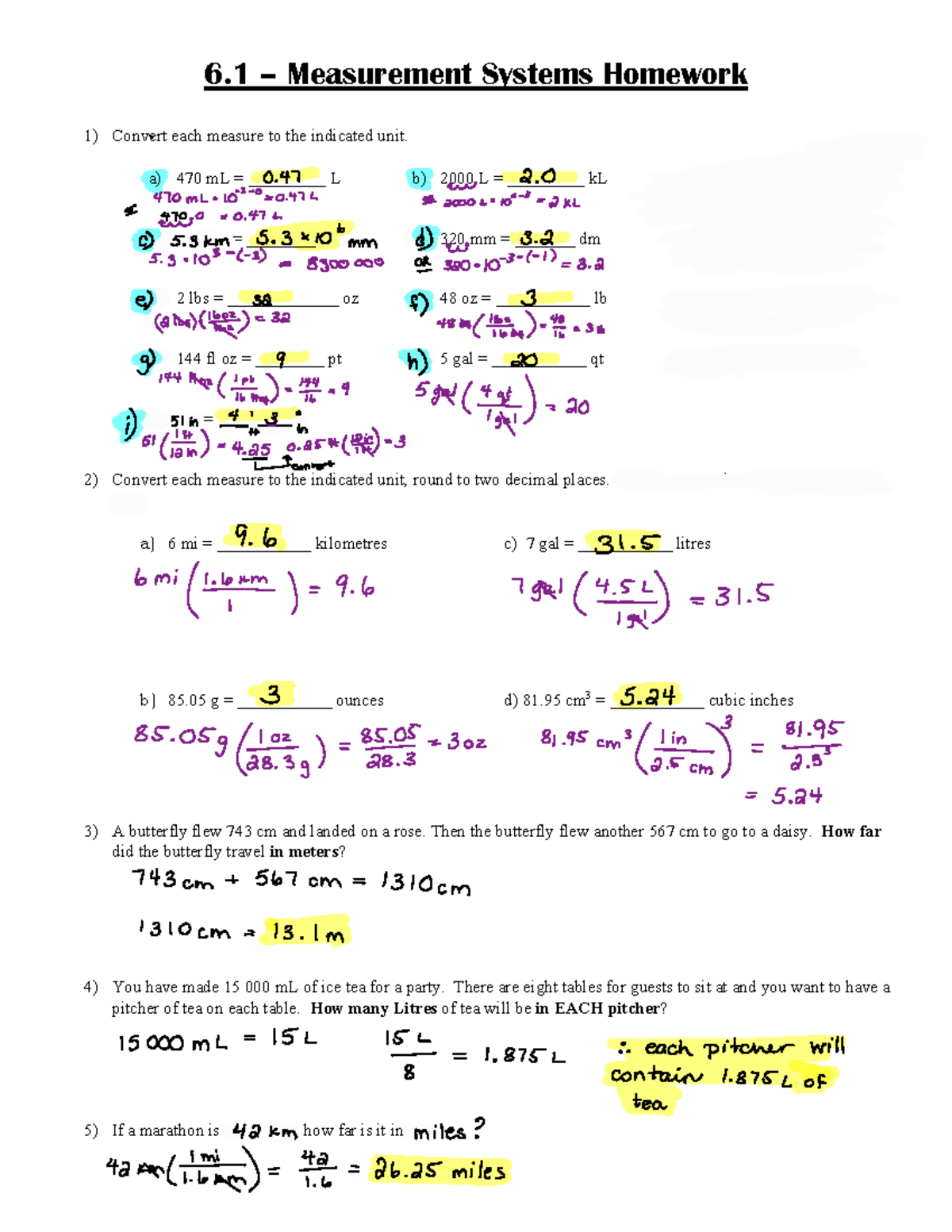 6.1 HW Solutions - Math practice notes - 6 – Measurement Systems ...